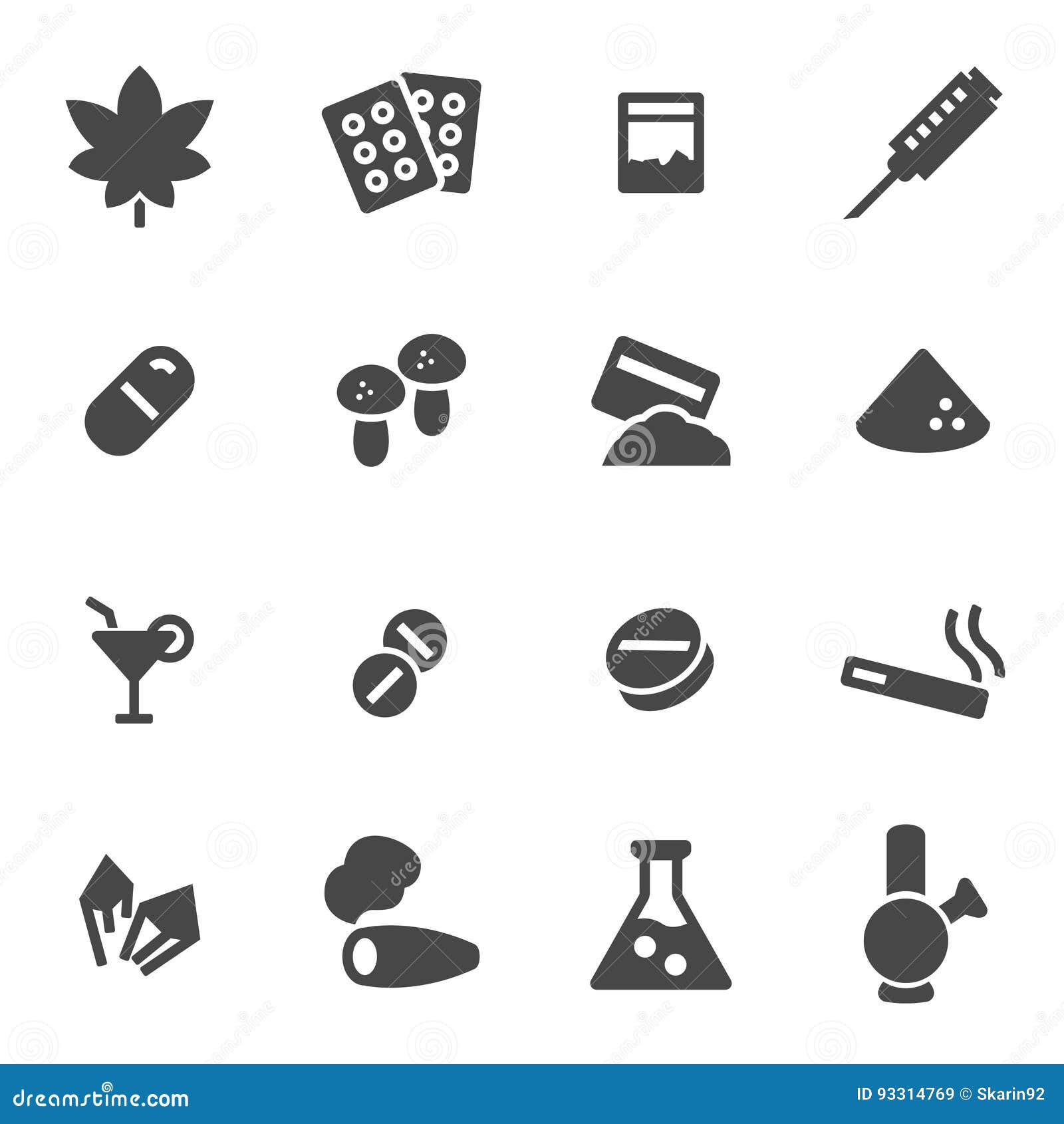 Vector Black Drugs Icons Set Stock Illustration - Illustration of white ...