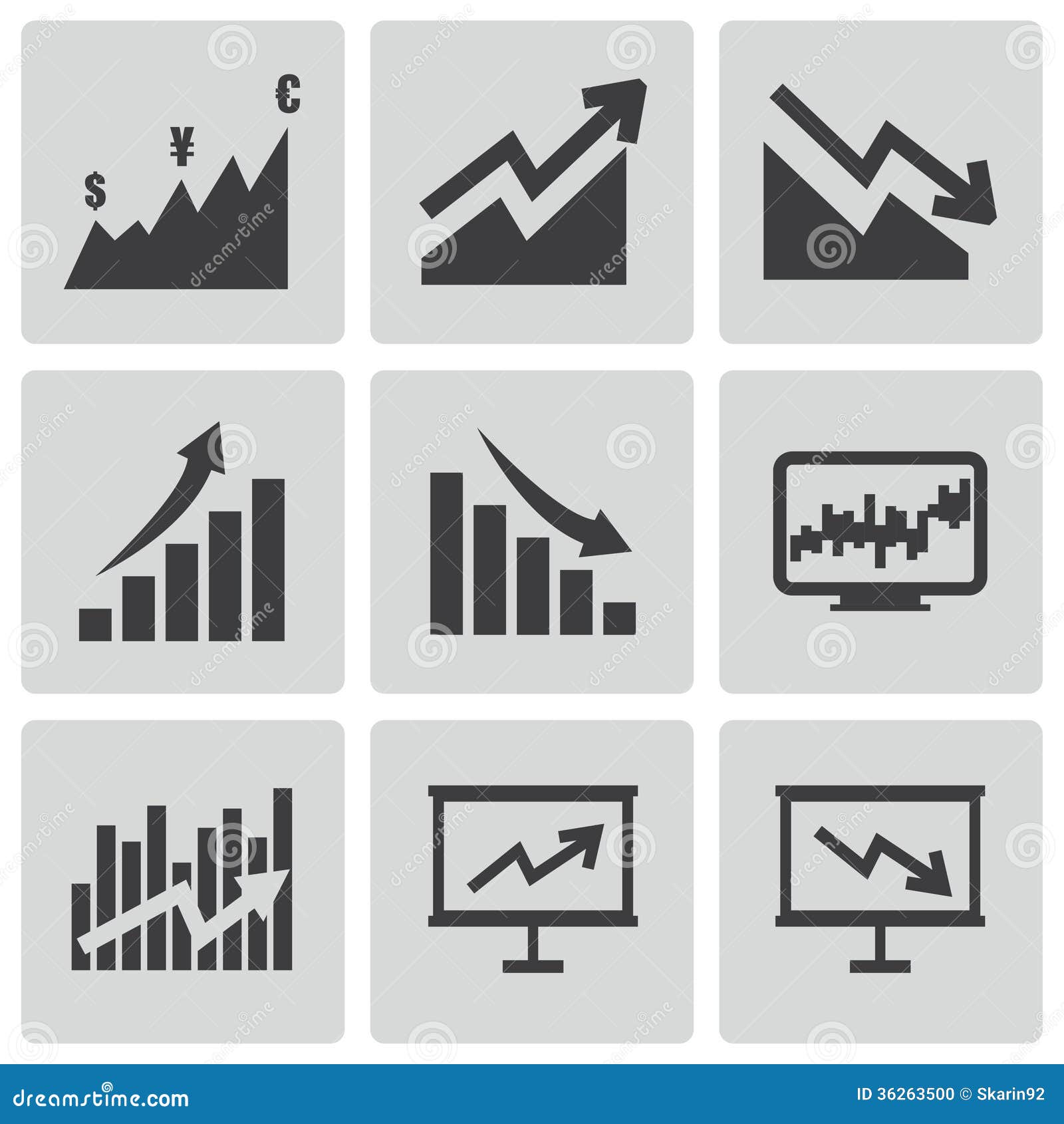 Vector Black Economic Icons Set Stock Vector - Image: 36263500