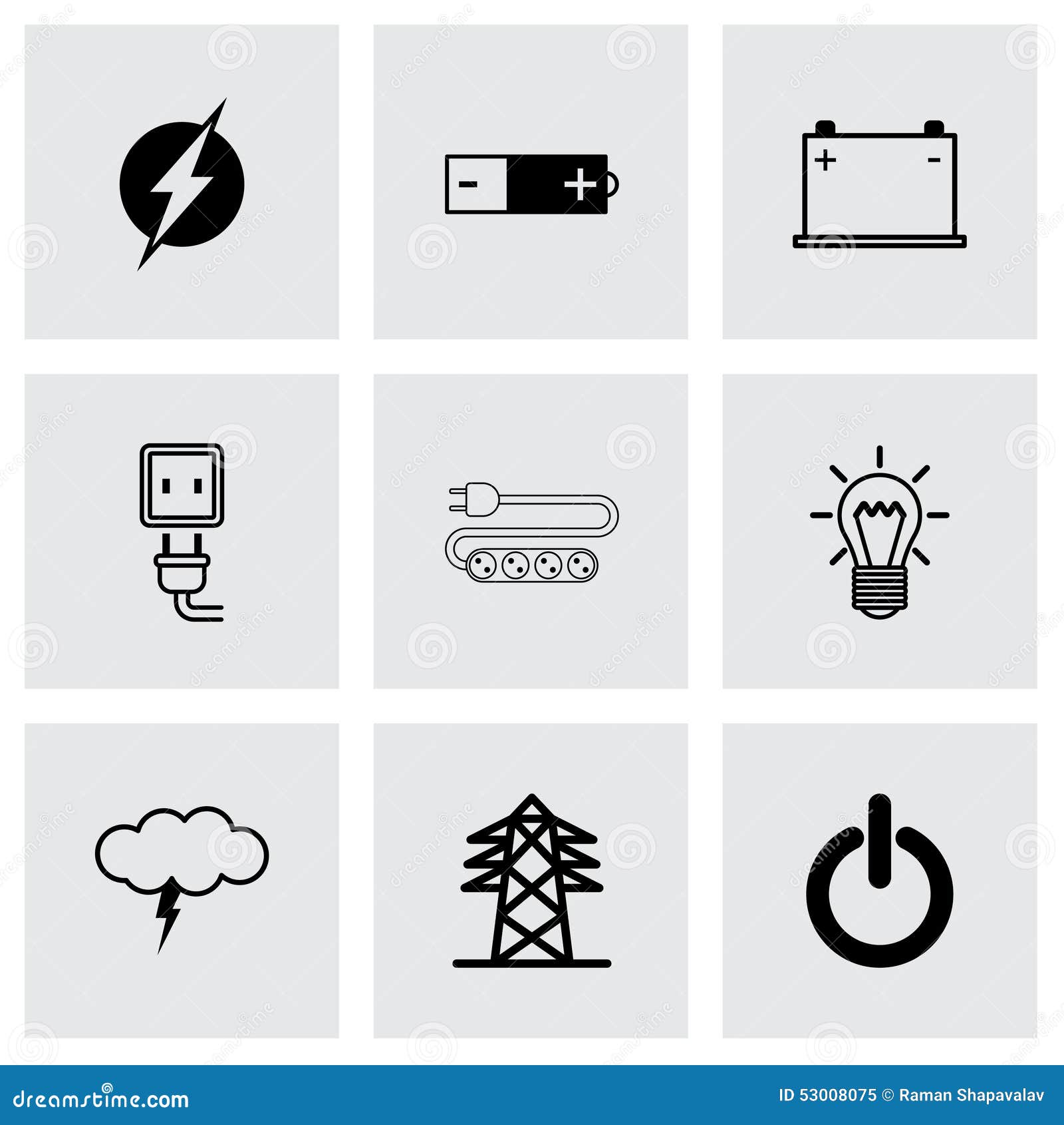 Electricity Icons Set. Set Of Energy Vector Symbol. Filled And Linear ...