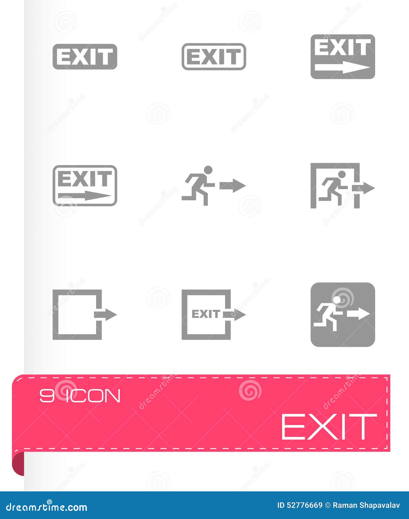 Vector black exit icon set stock vector. Illustration of door - 52776669