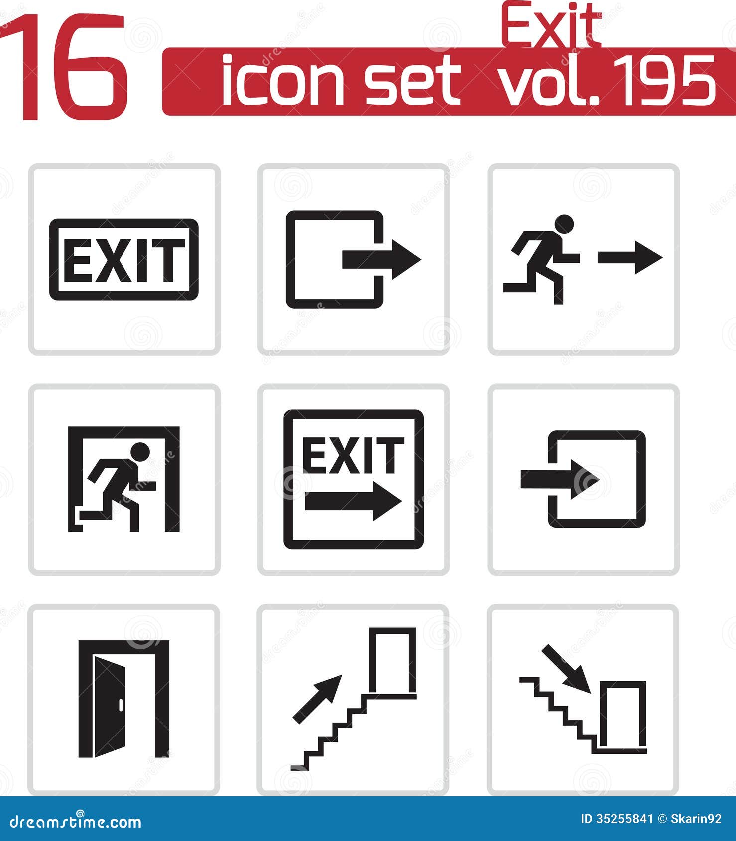 Black Exit Icon Isolated On Transparent Background. Fire Emergency Icon ...