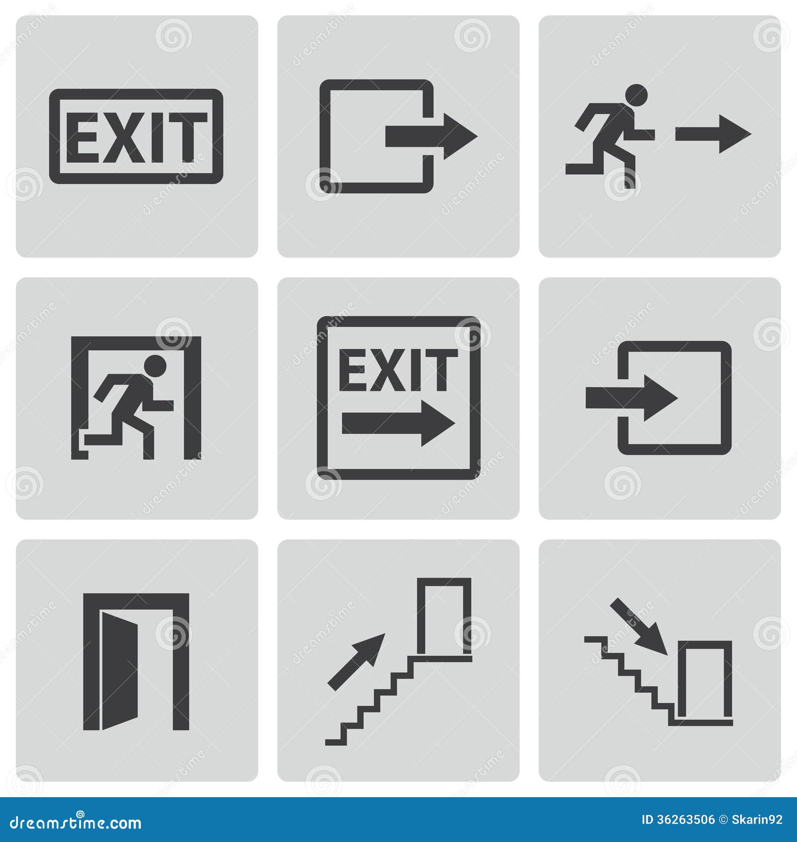 Exit Icons On Color Glossy, Rectangular Menu Button Vector Illustration ...