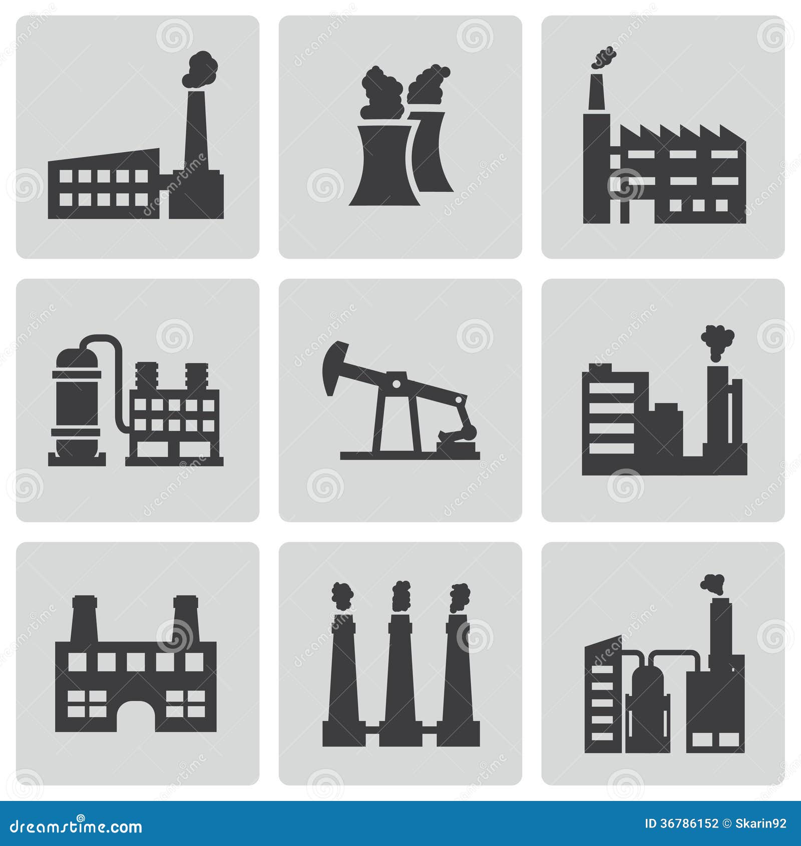Factory Icons Clipart Set Royalty-Free Illustration | CartoonDealer.com ...