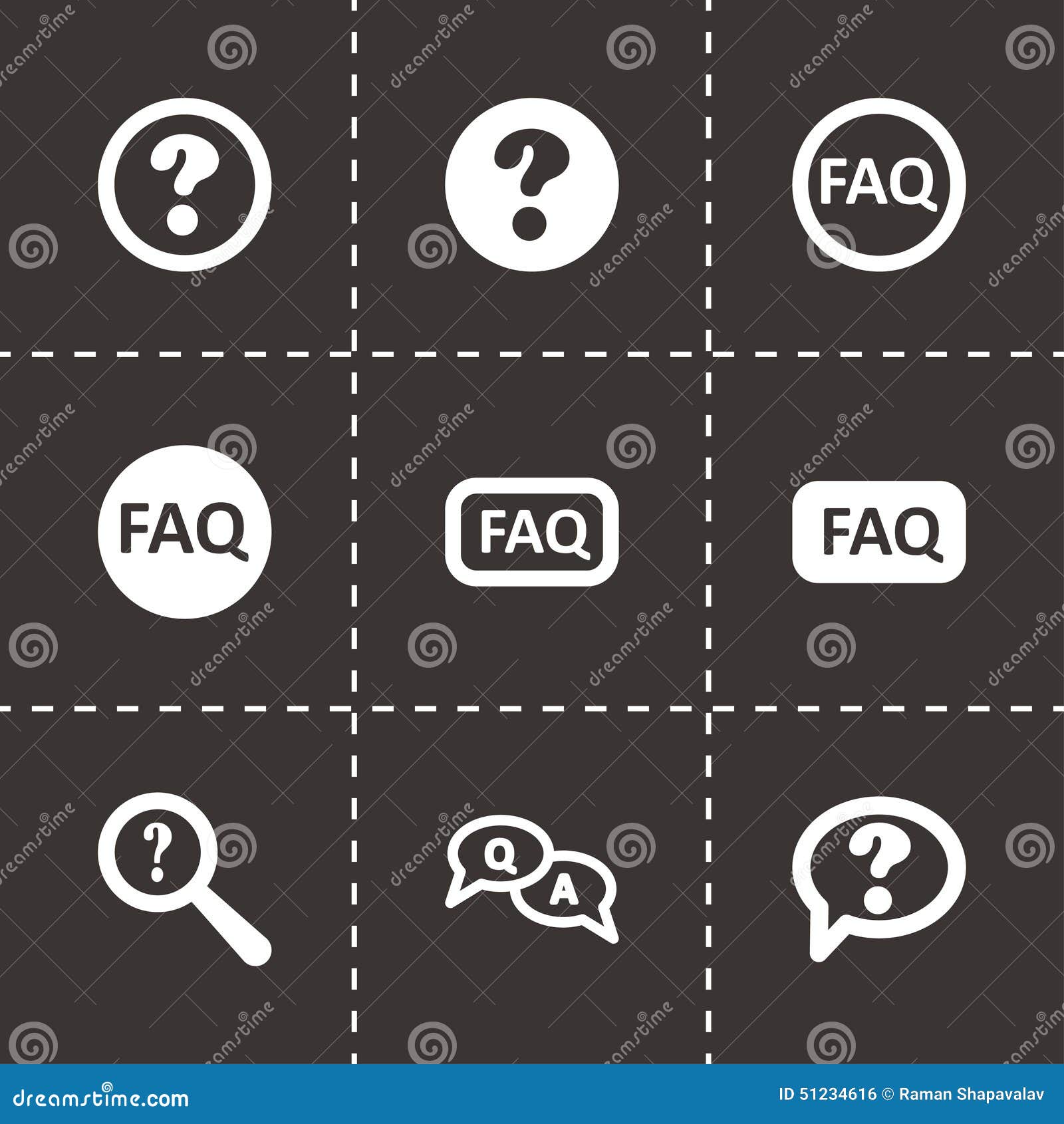 Vector black faq icon set stock vector. Illustration of info - 51234616