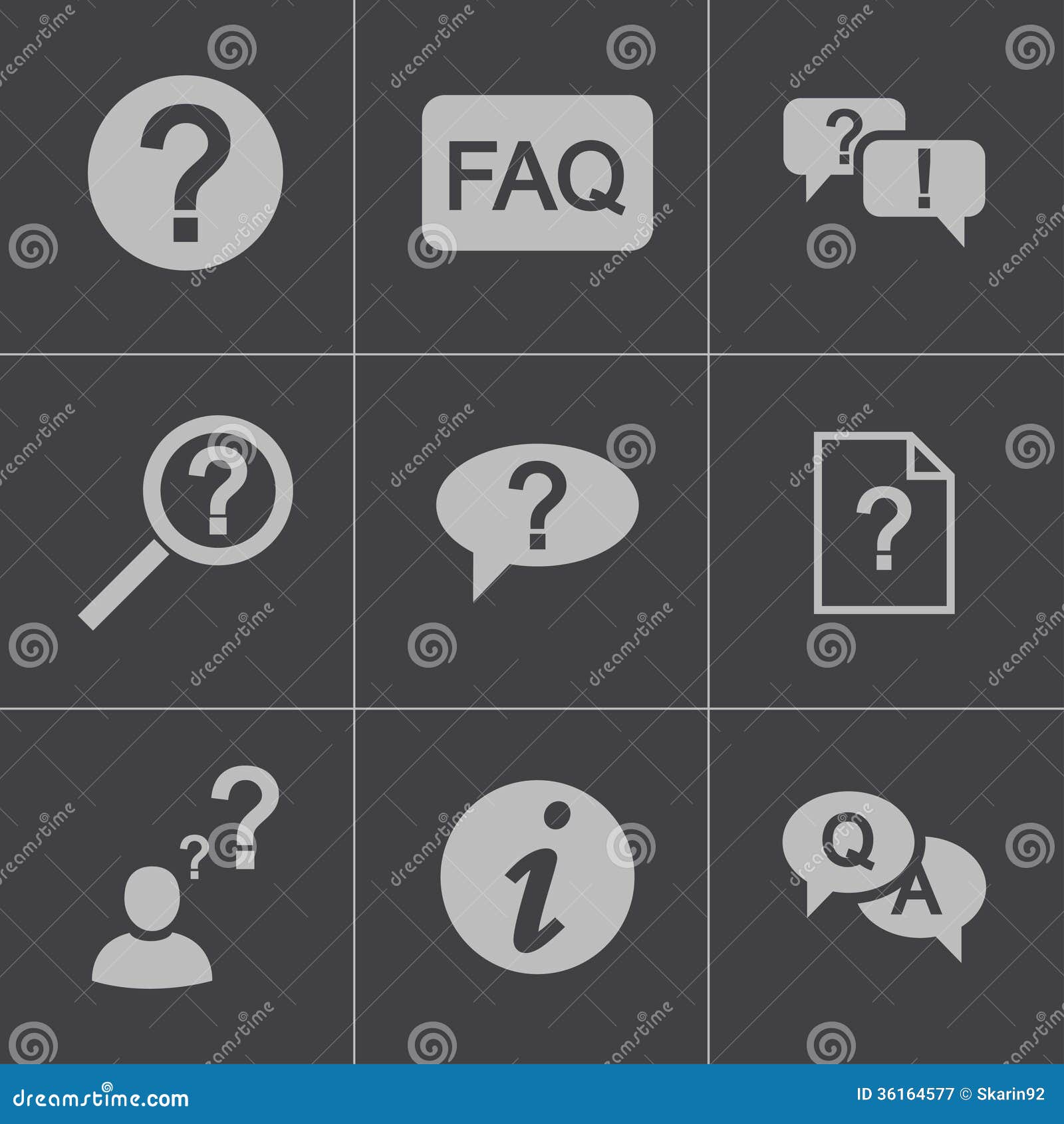 Vector black FAQ icons set stock vector. Illustration of speech - 36164577