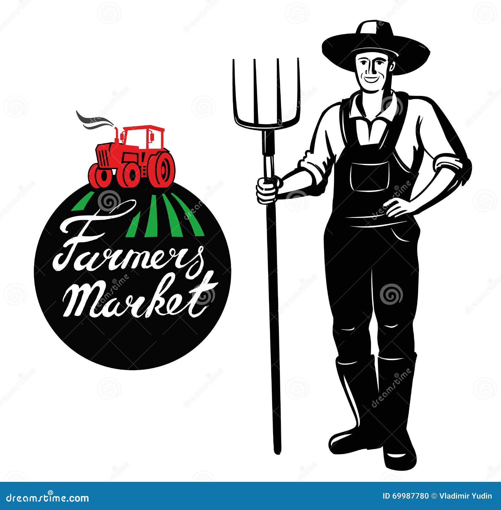 Vector black farmer stock vector. Illustration of design - 69987780