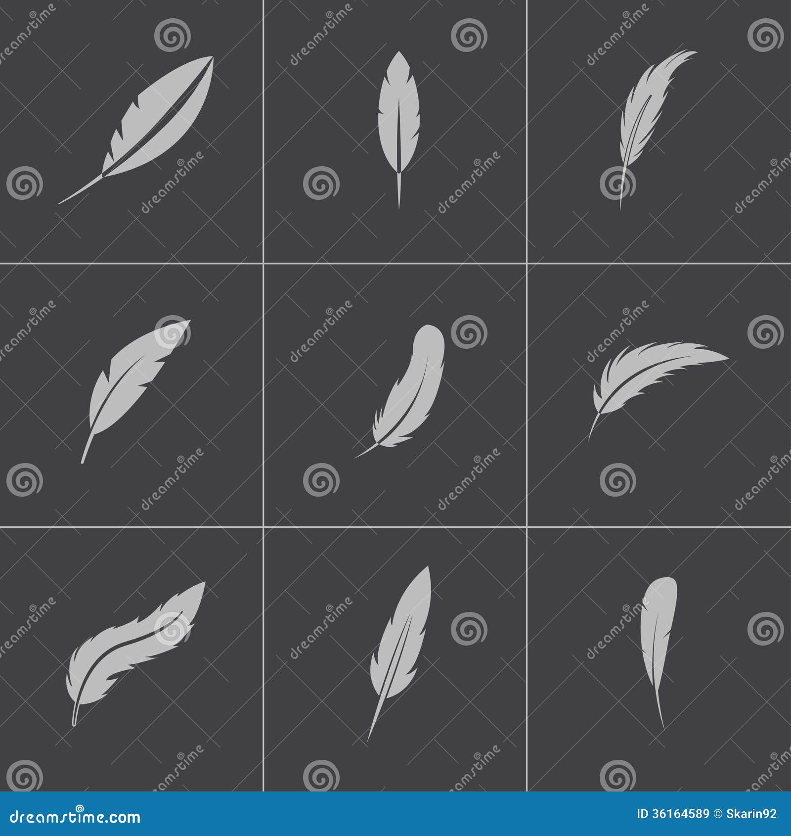 Vector Black Feather Icons Set Stock Vector - Illustration of element ...