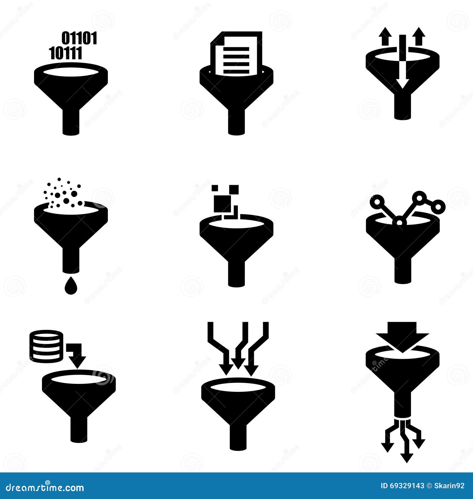 Vector Black Filter Data Icon Set Stock Illustration - Illustration of ...
