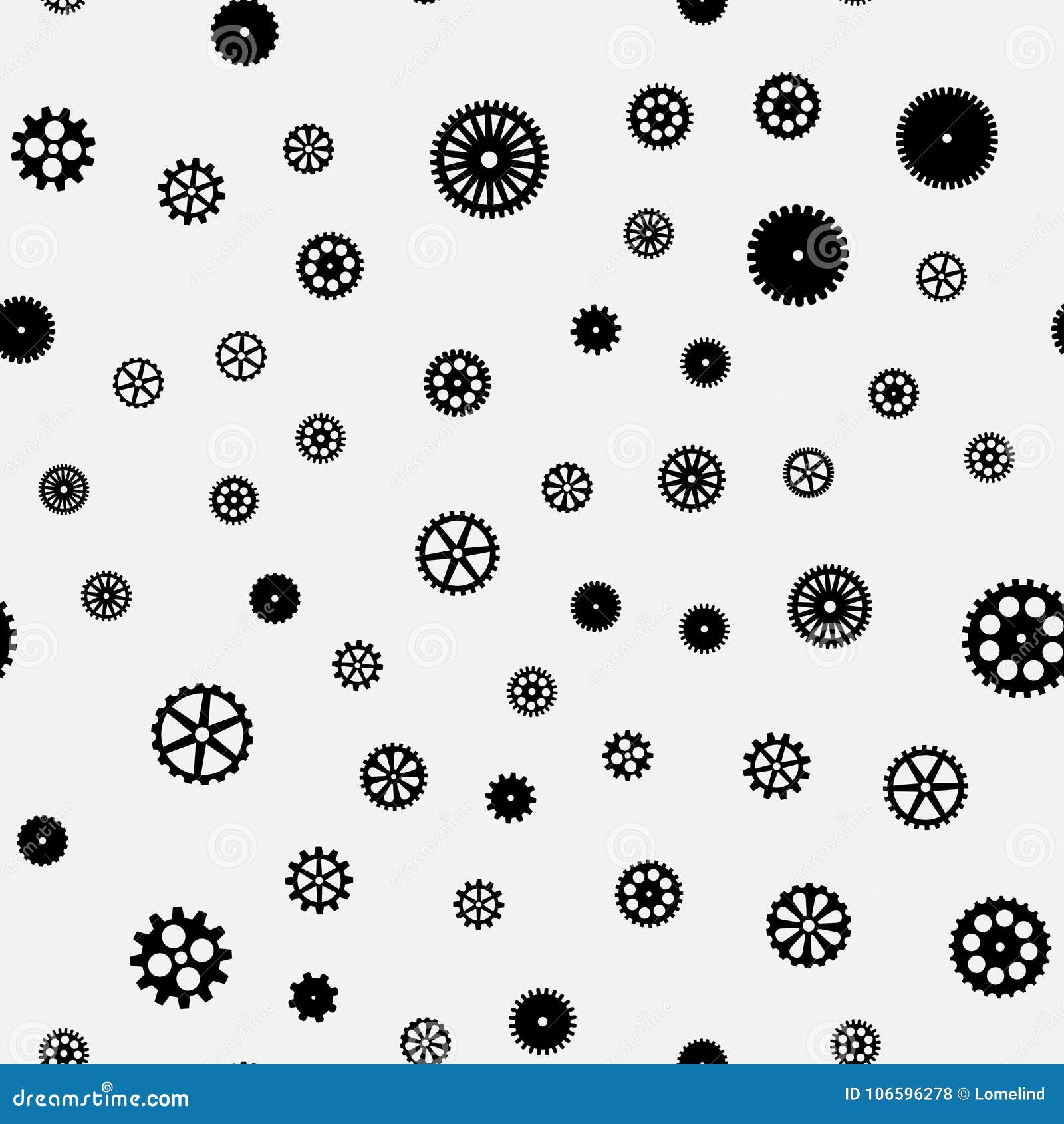 Vector Black Flat Gears Seamless Pattern Stock Illustration ...