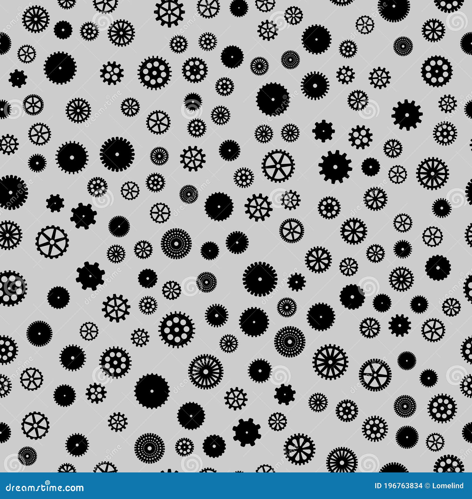 Vector Black Flat Gears Seamless Pattern Stock Illustration ...