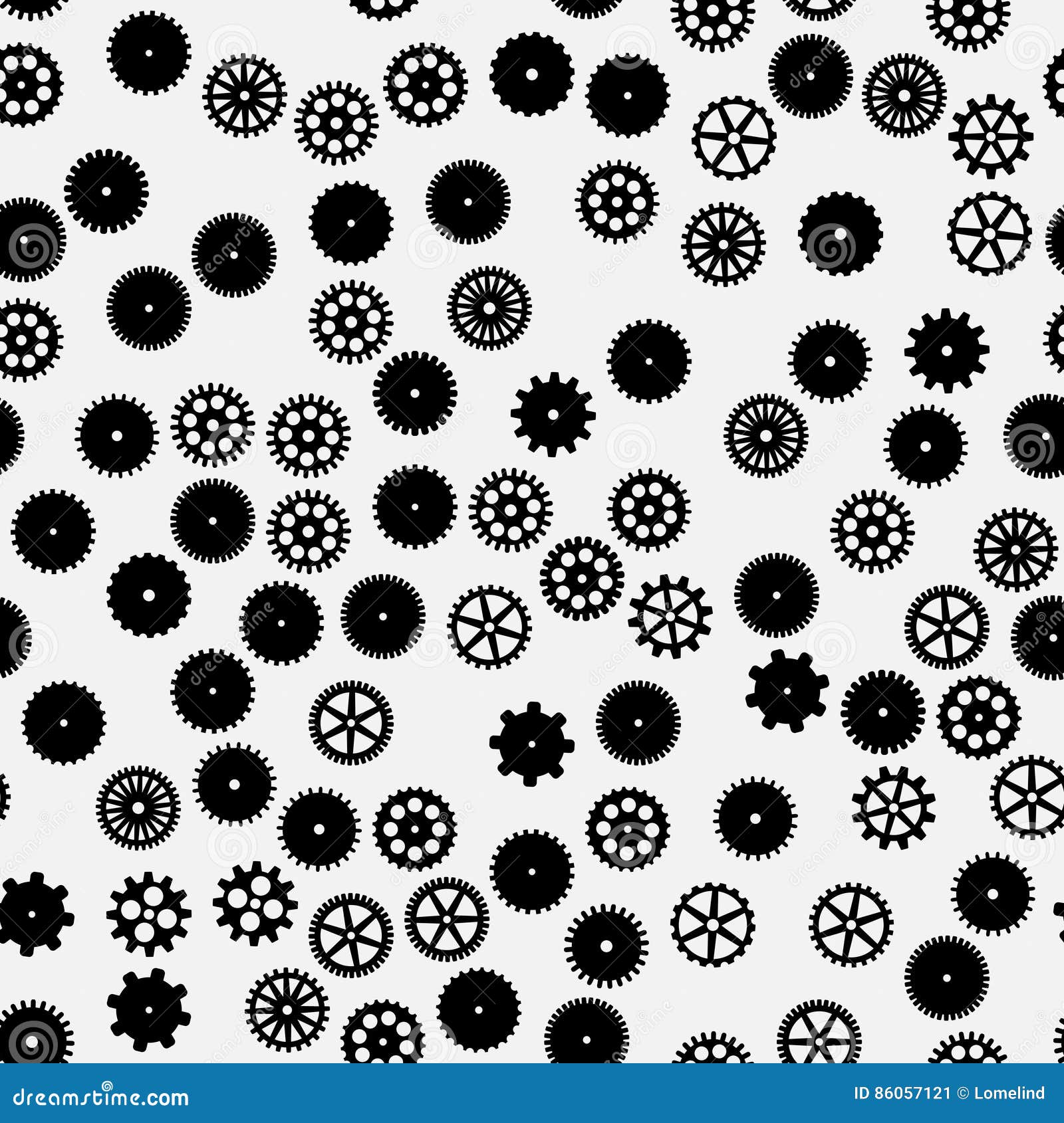 Vector Black Flat Gears Seamless Pattern Stock Illustration ...
