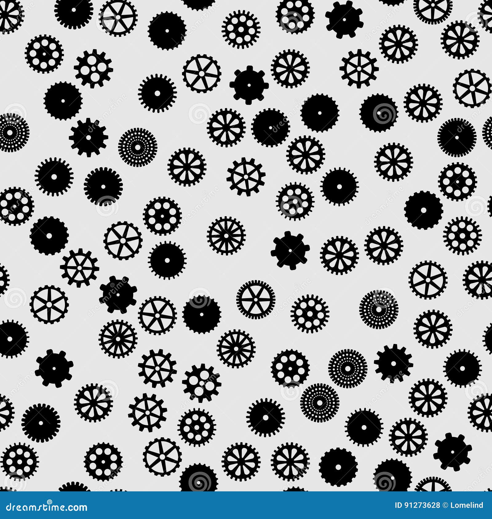 Vector Black Flat Gears Seamless Pattern Stock Illustration ...