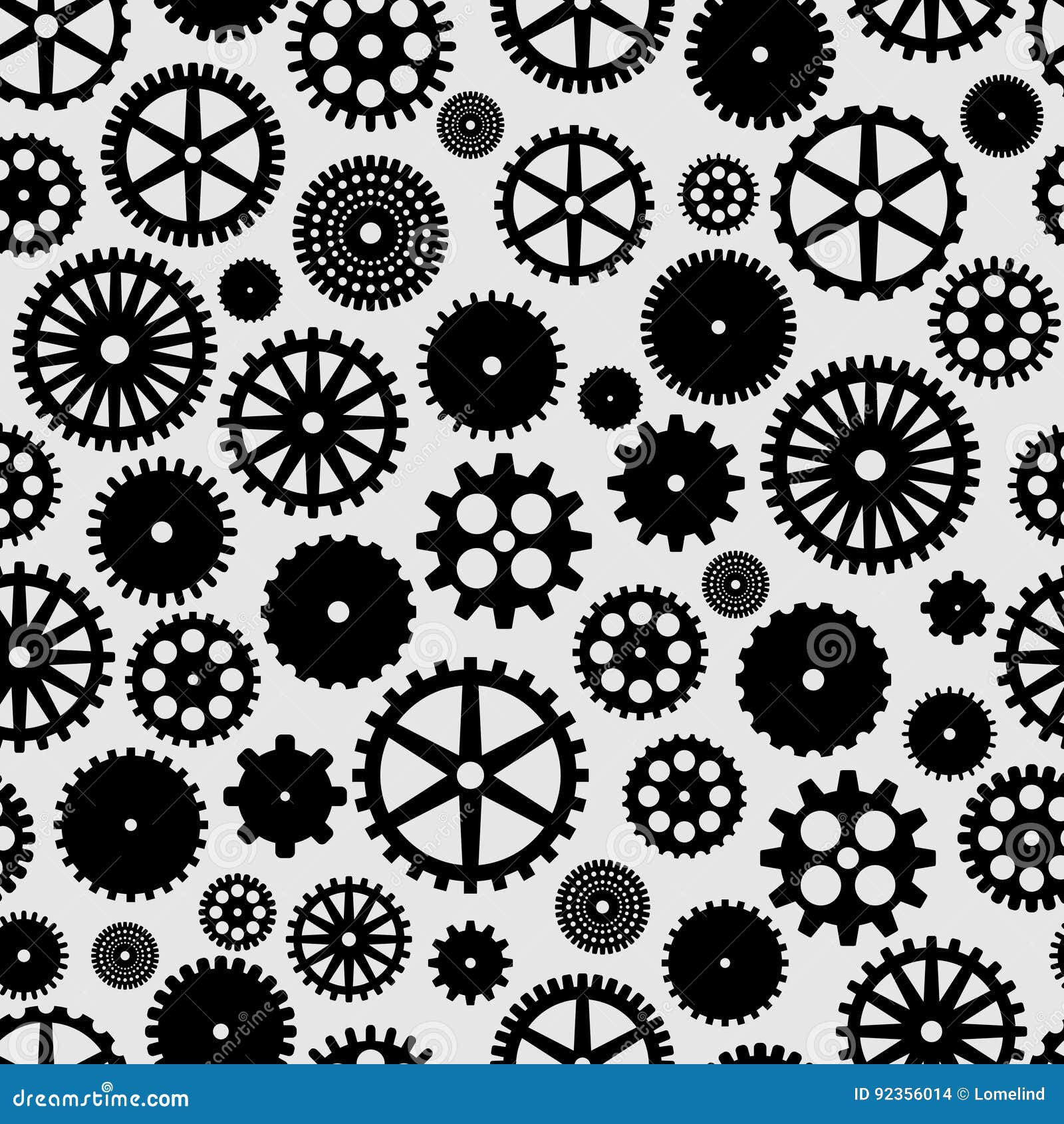 Vector Black Flat Gears Seamless Pattern Stock Illustration ...