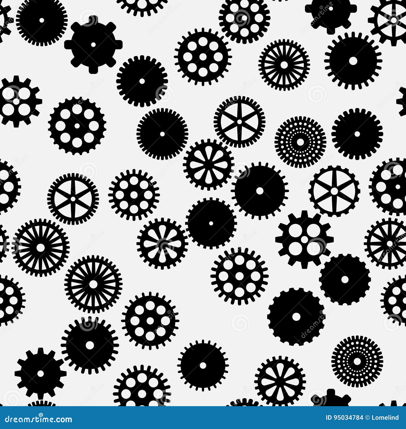 Vector Black Flat Gears Seamless Pattern Stock Illustration ...