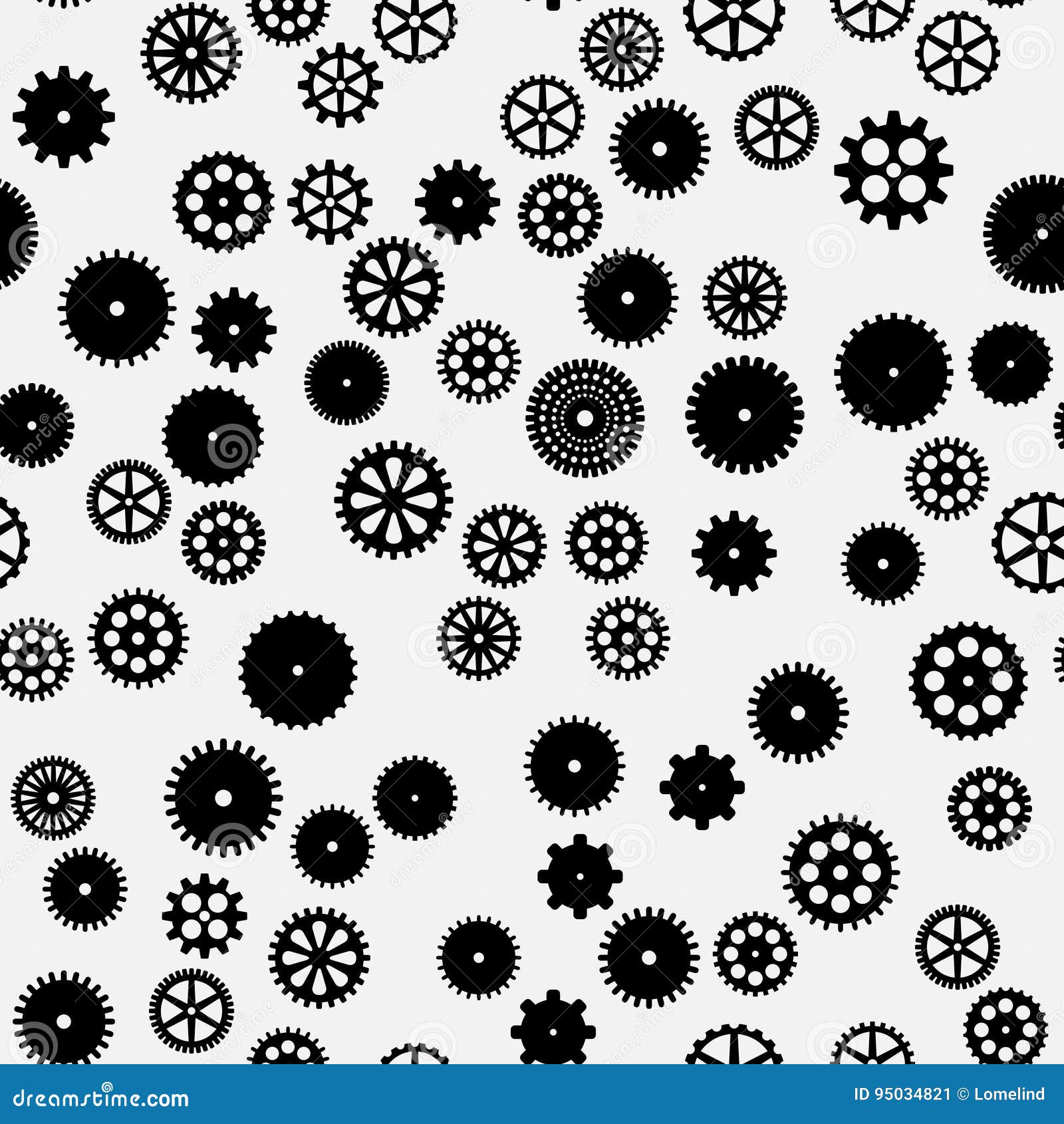 Vector Black Flat Gears Seamless Pattern Stock Illustration ...