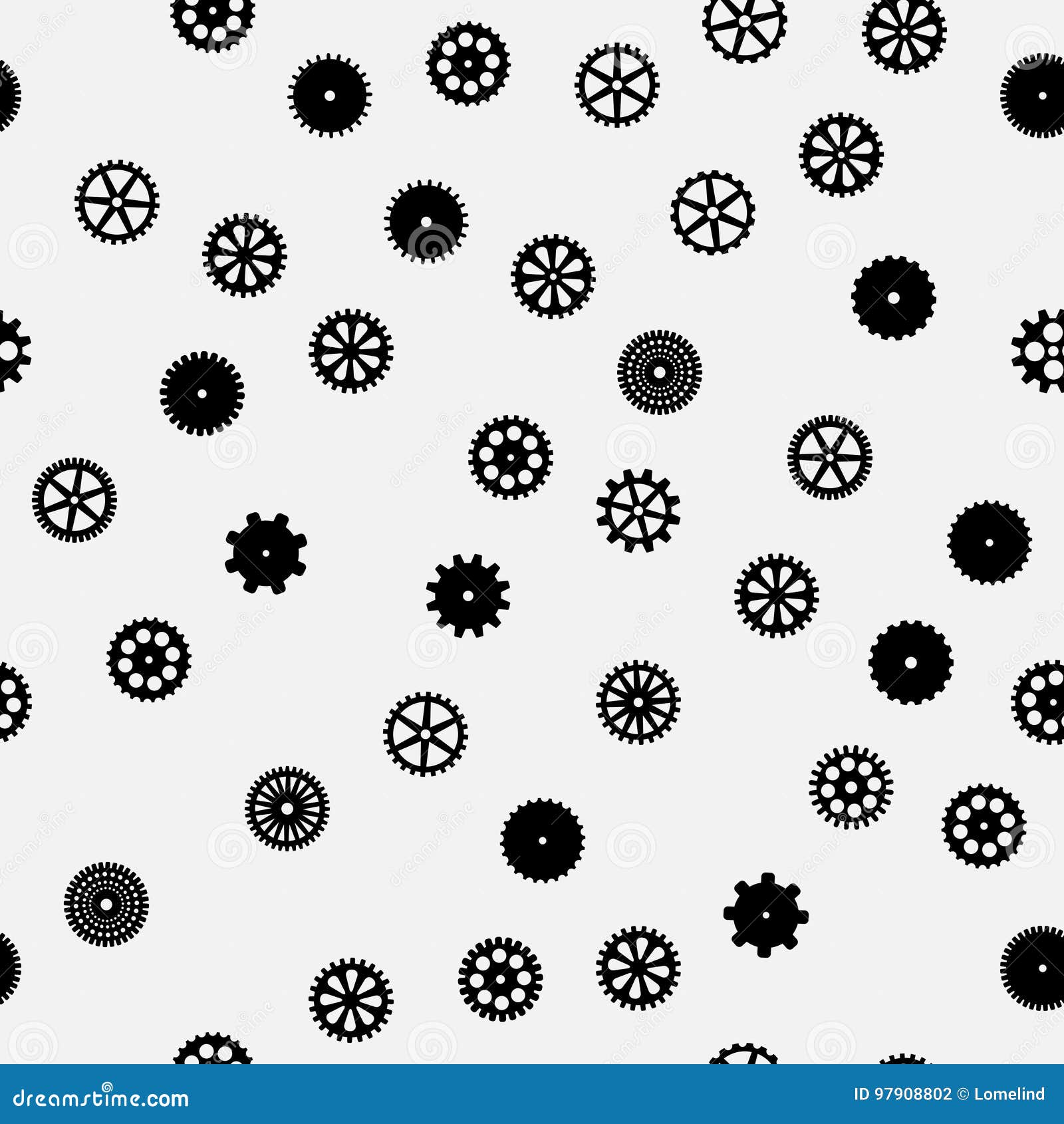 Vector Black Flat Gears Seamless Pattern Stock Illustration ...