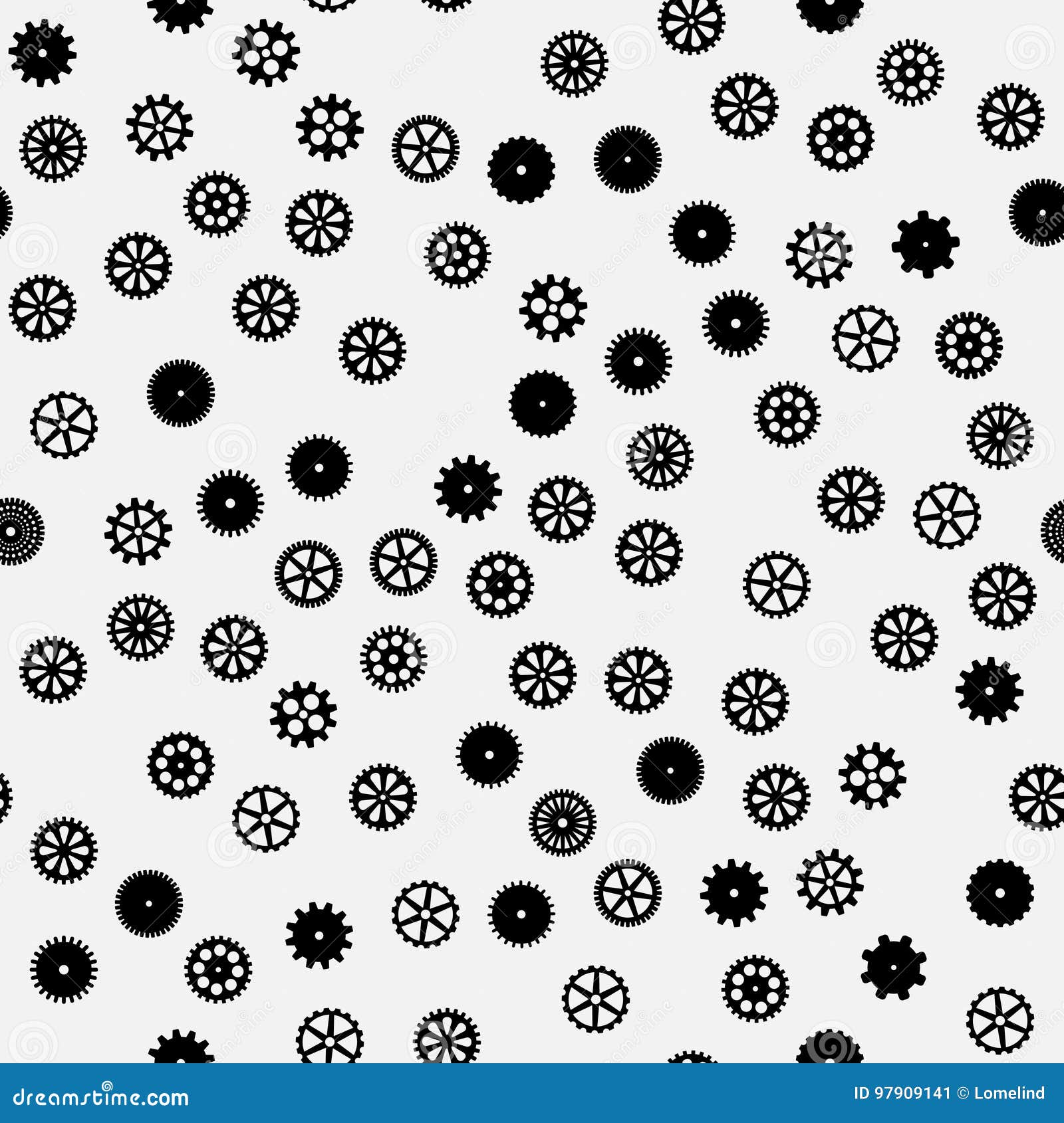 Vector Black Flat Gears Seamless Pattern Stock Illustration ...