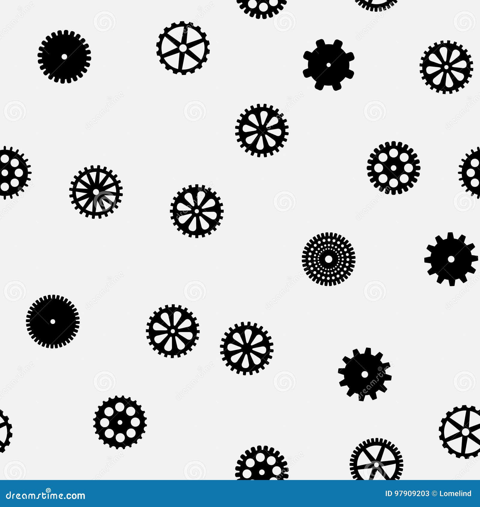 Vector Black Flat Gears Seamless Pattern Stock Illustration ...