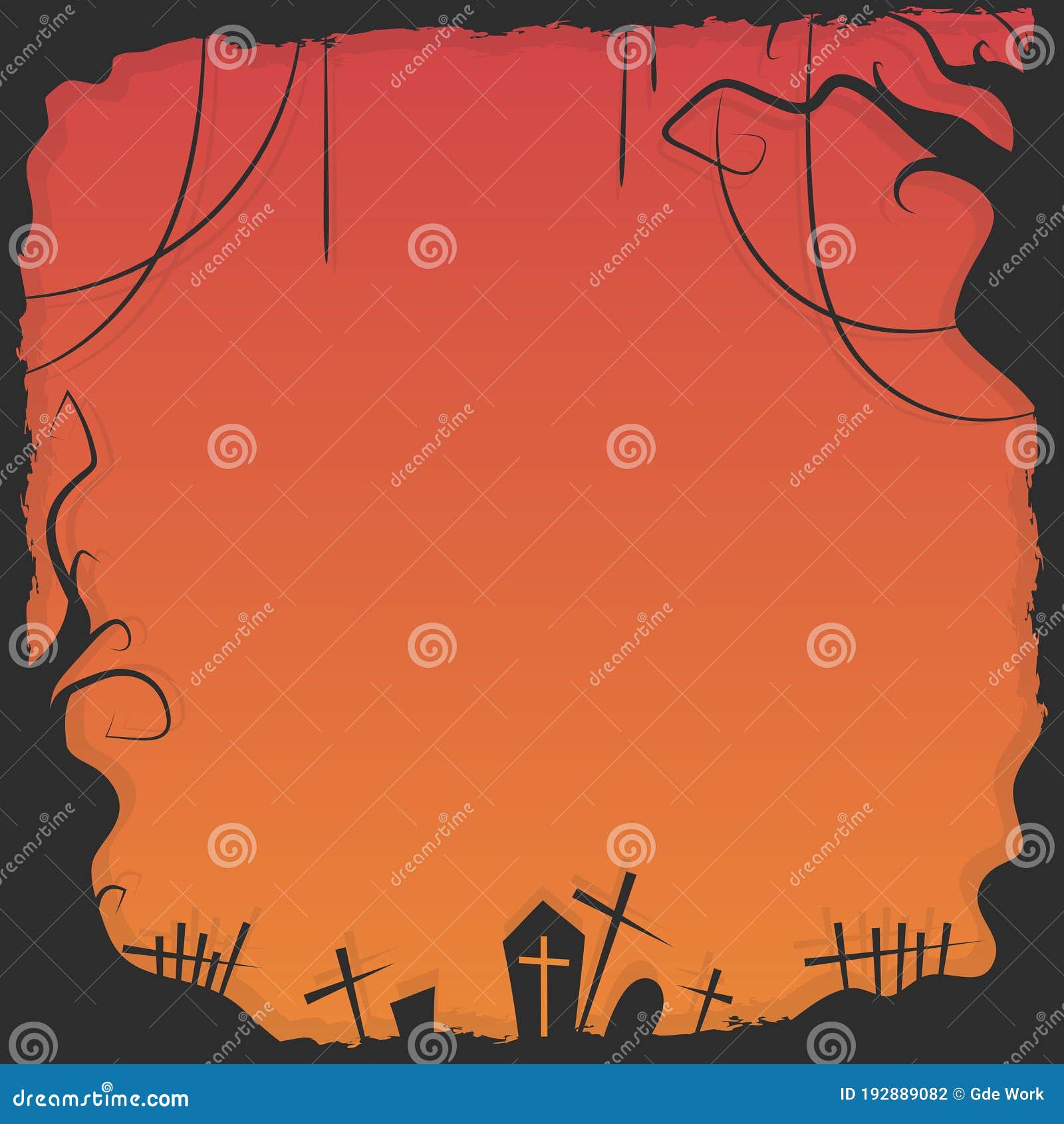 Vector of Black Flat Halloween Border with Horror Grave Stock Vector ...