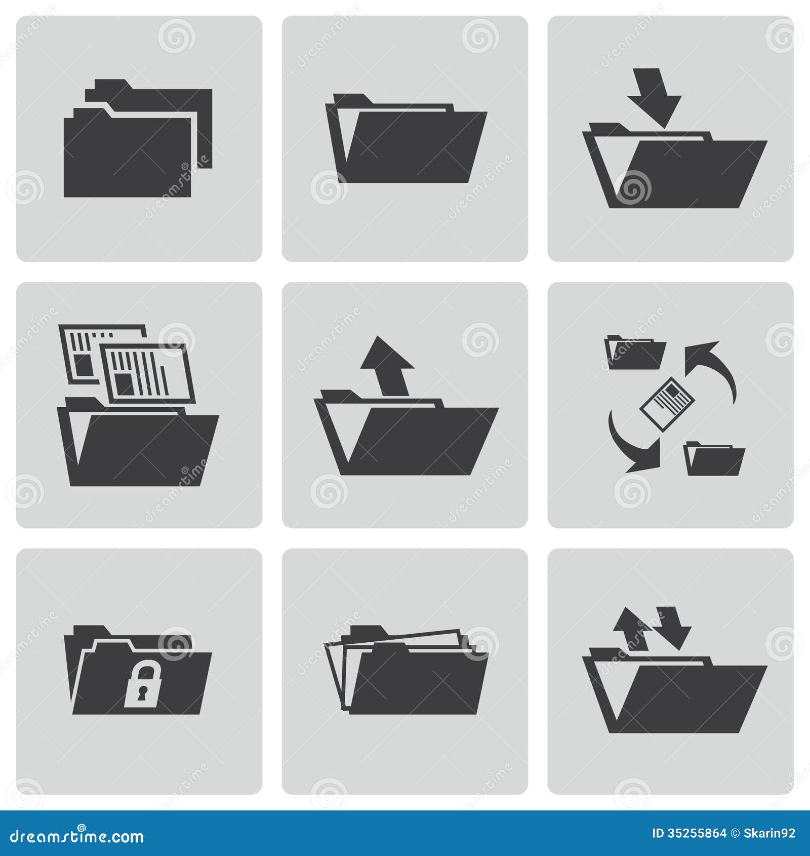 Vector Black Folder Icons Set Stock Vector - Illustration of file, full ...