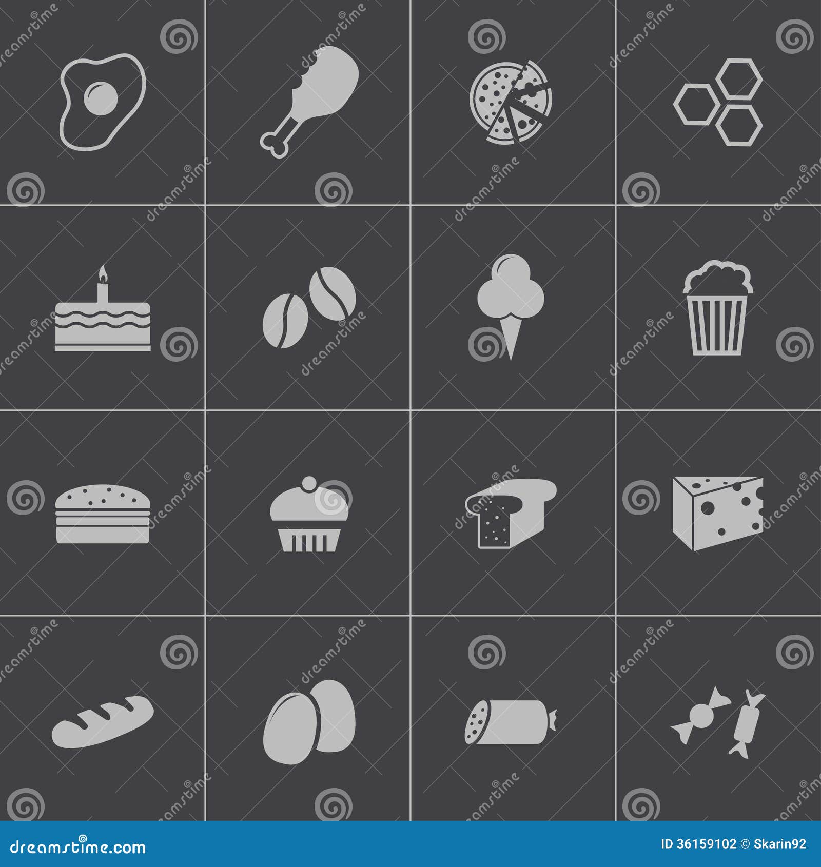 Vector Black Food Icons Set Stock Vector - Illustration of food ...