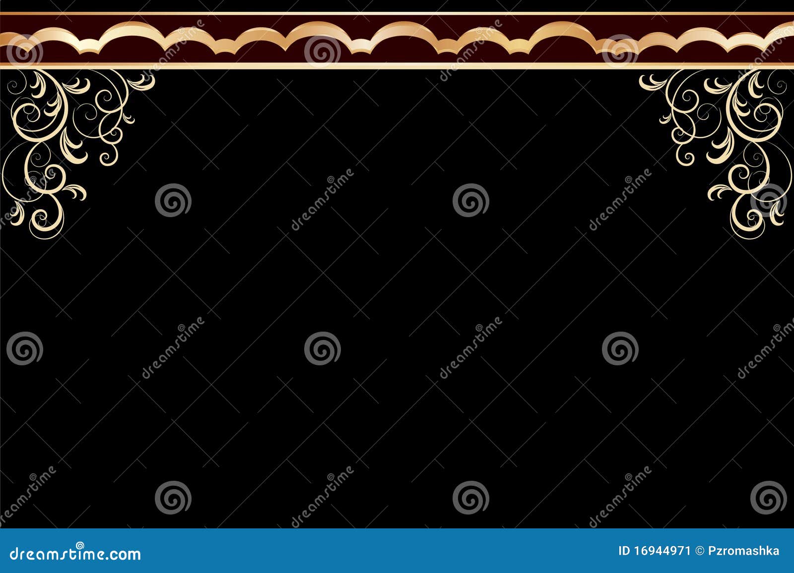 Vector Black Frame with Golden Pattern Stock Vector - Illustration of ...