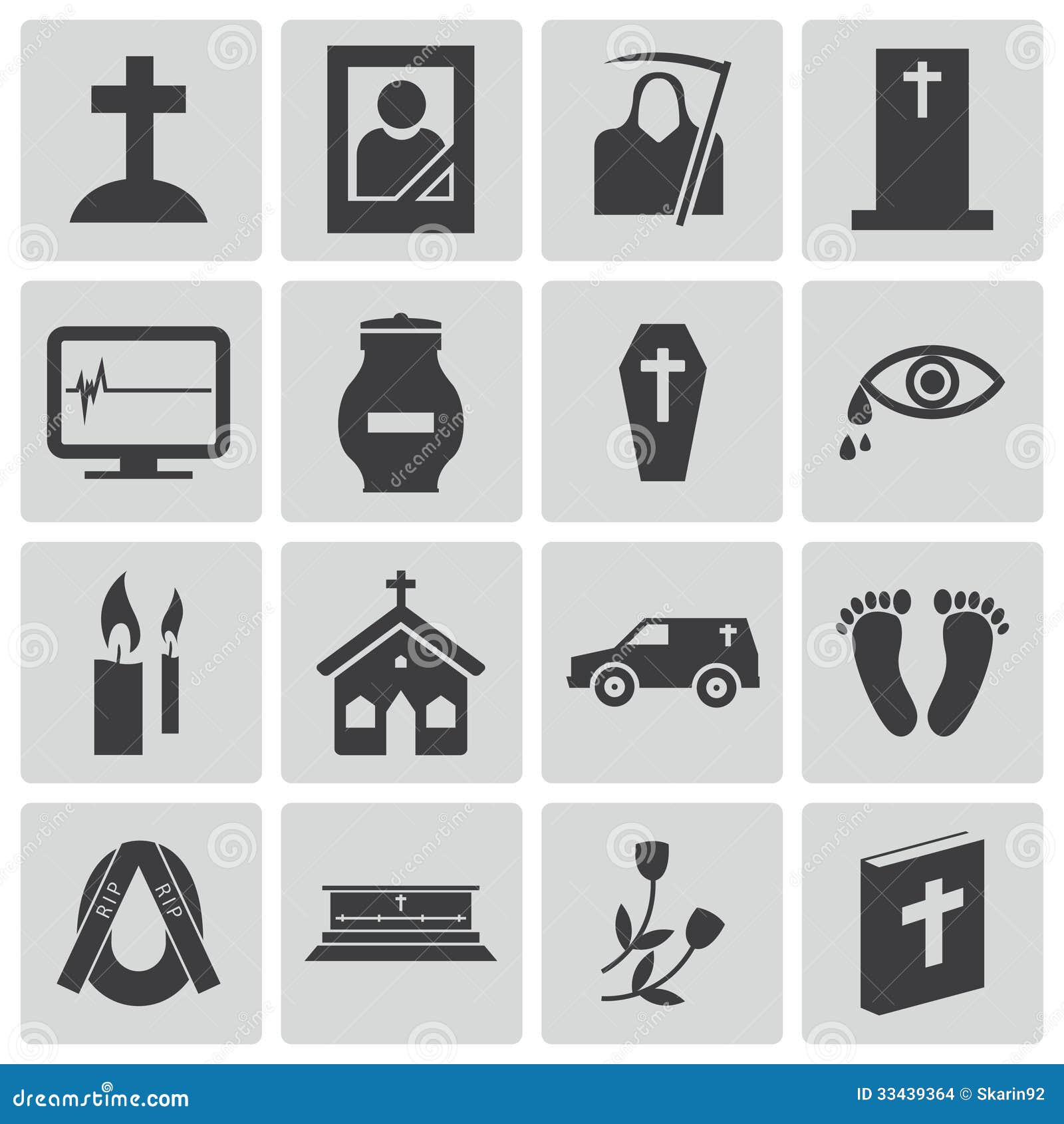 Vector black funeral icons stock illustration. Illustration of isolated ...