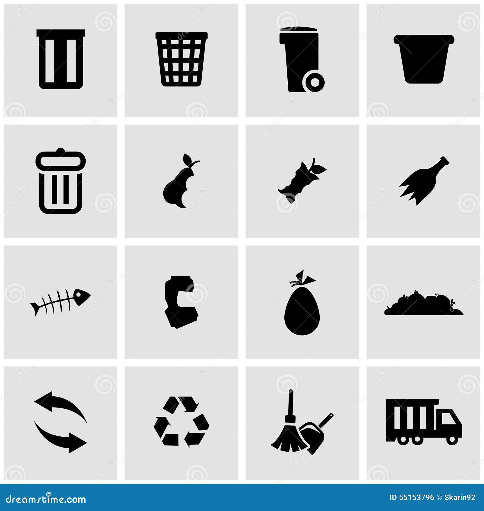Garbage Icon. Rubbish Plastic And Paper Garbage Recycle Bins Vector ...