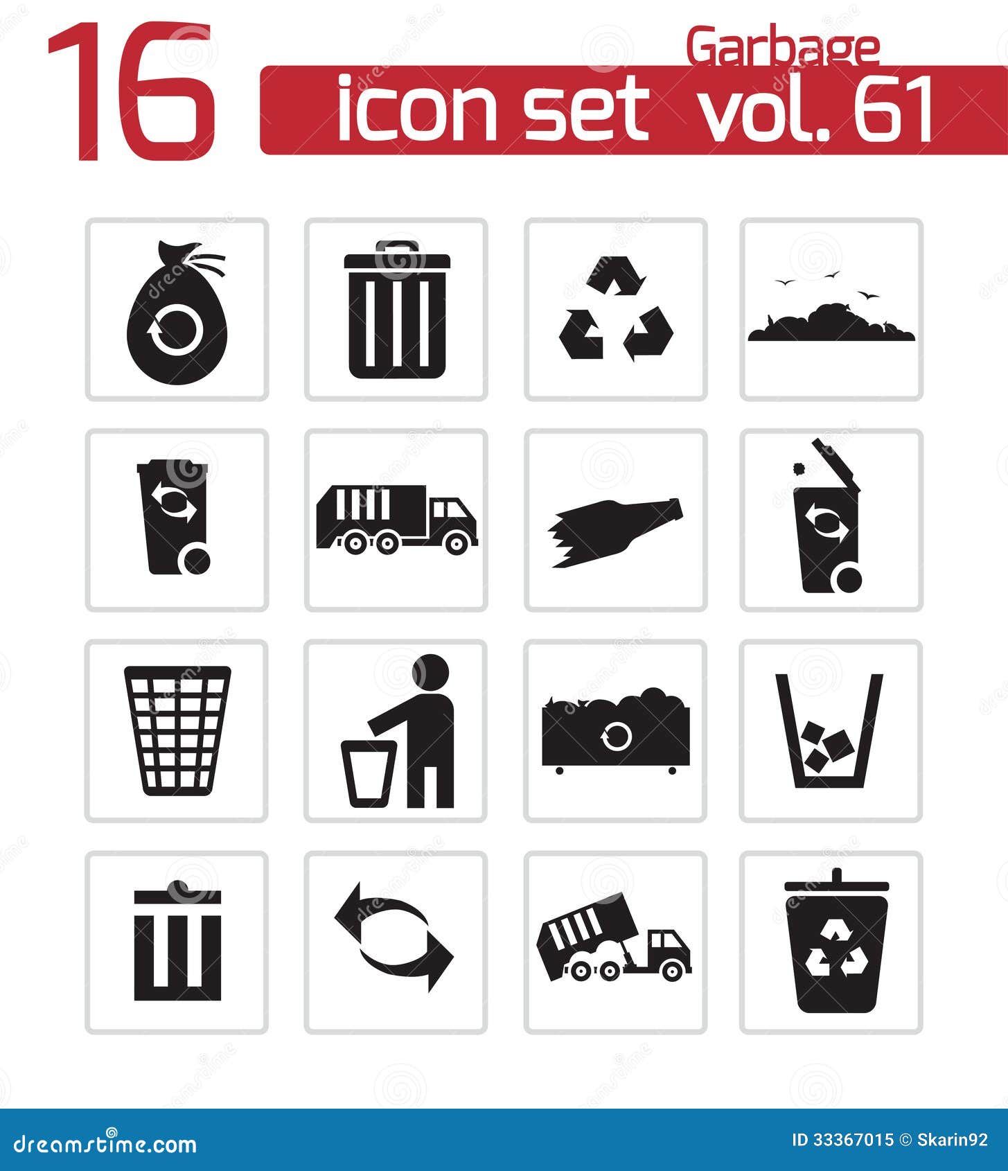 Garbage Icons Set On White Background. Vector | CartoonDealer.com #90817379