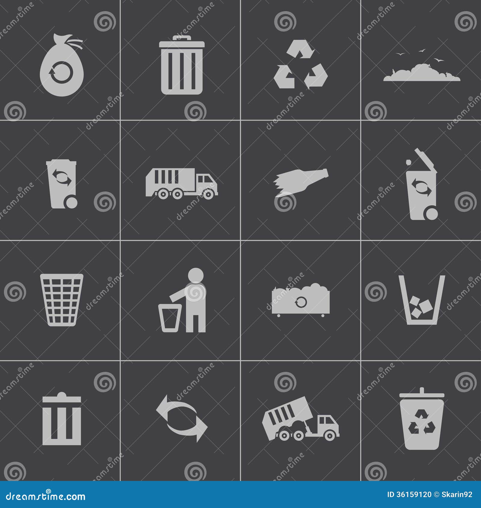 Garbage Icons Set On White Background. Vector | CartoonDealer.com #90817379