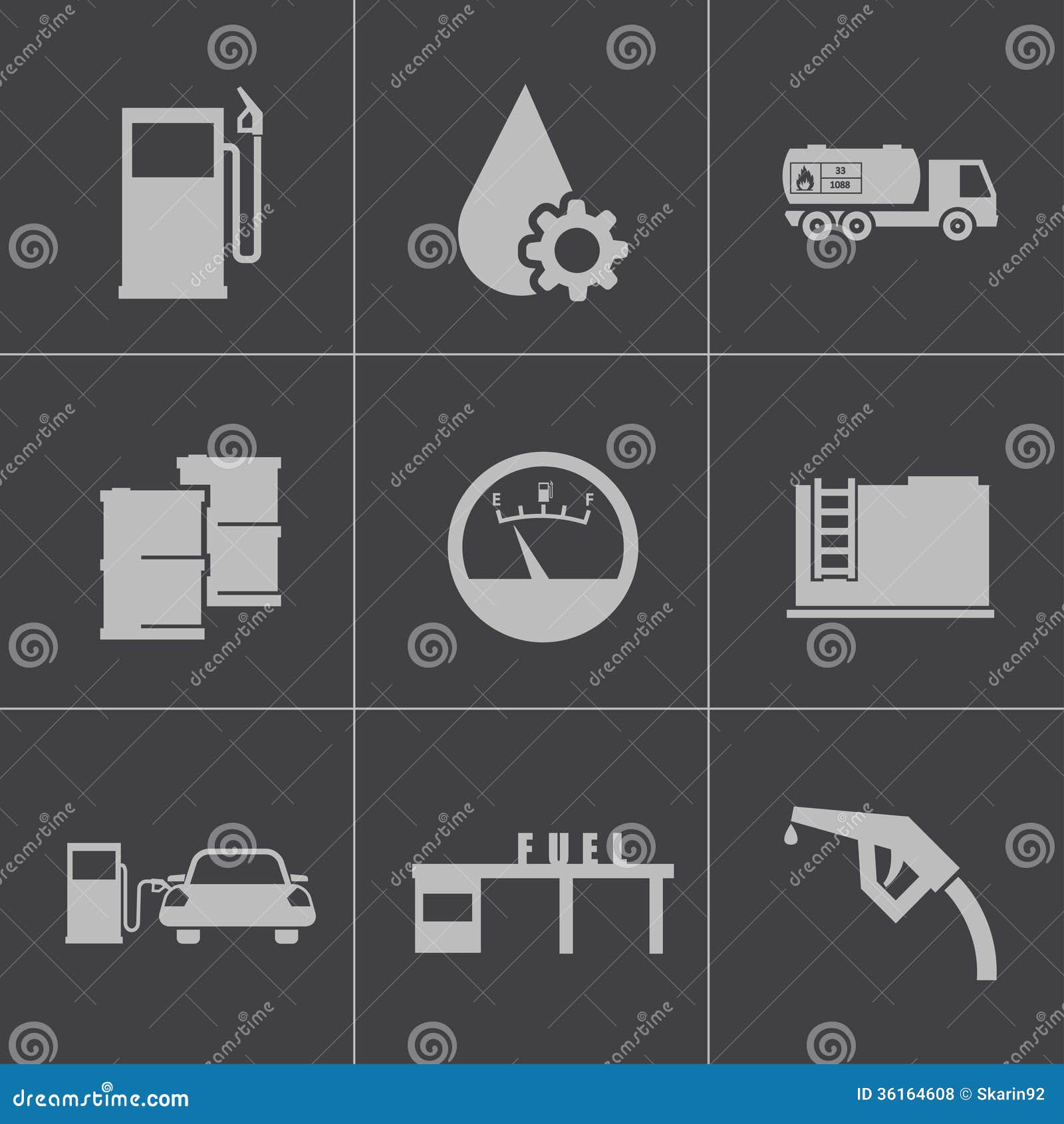 Gas Station Icons Black Vector Illustration | CartoonDealer.com #53056692