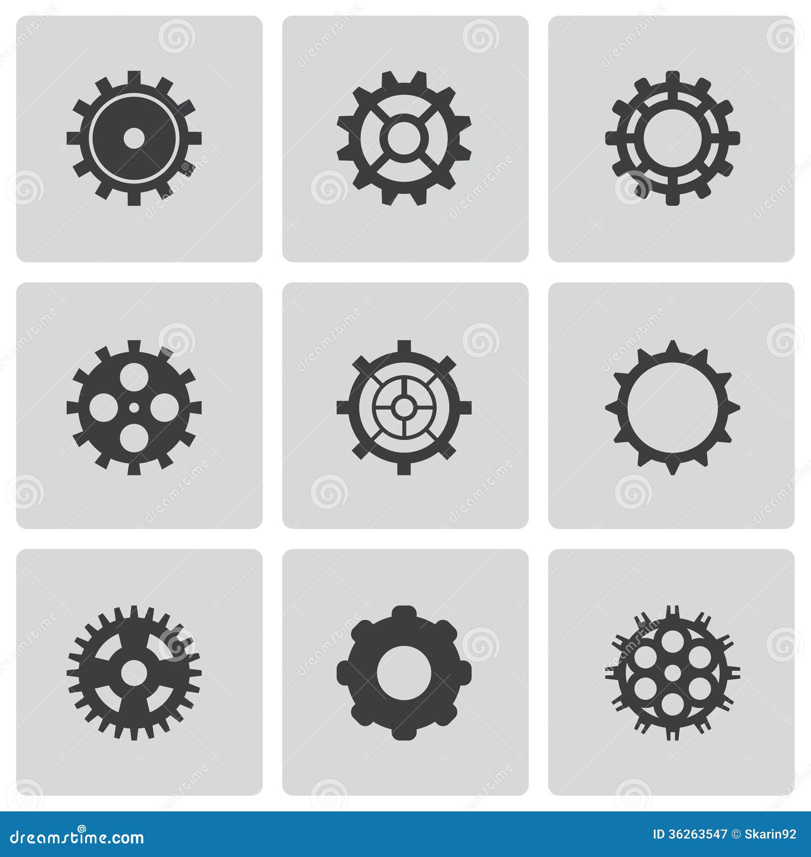 Gear Cog Icons. Cogwheel From Engine Machinery. Mechanism With Cog ...