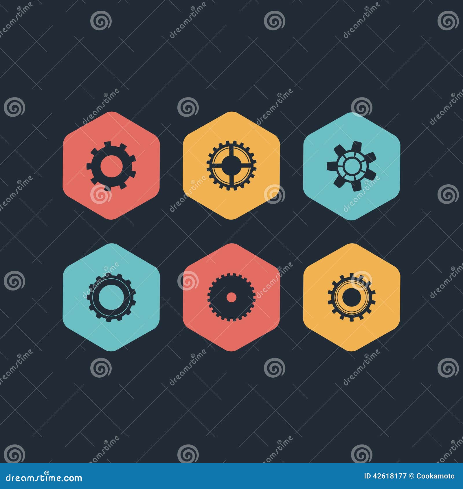 Vector Black Gears Icons Set Stock Illustration - Illustration of ...