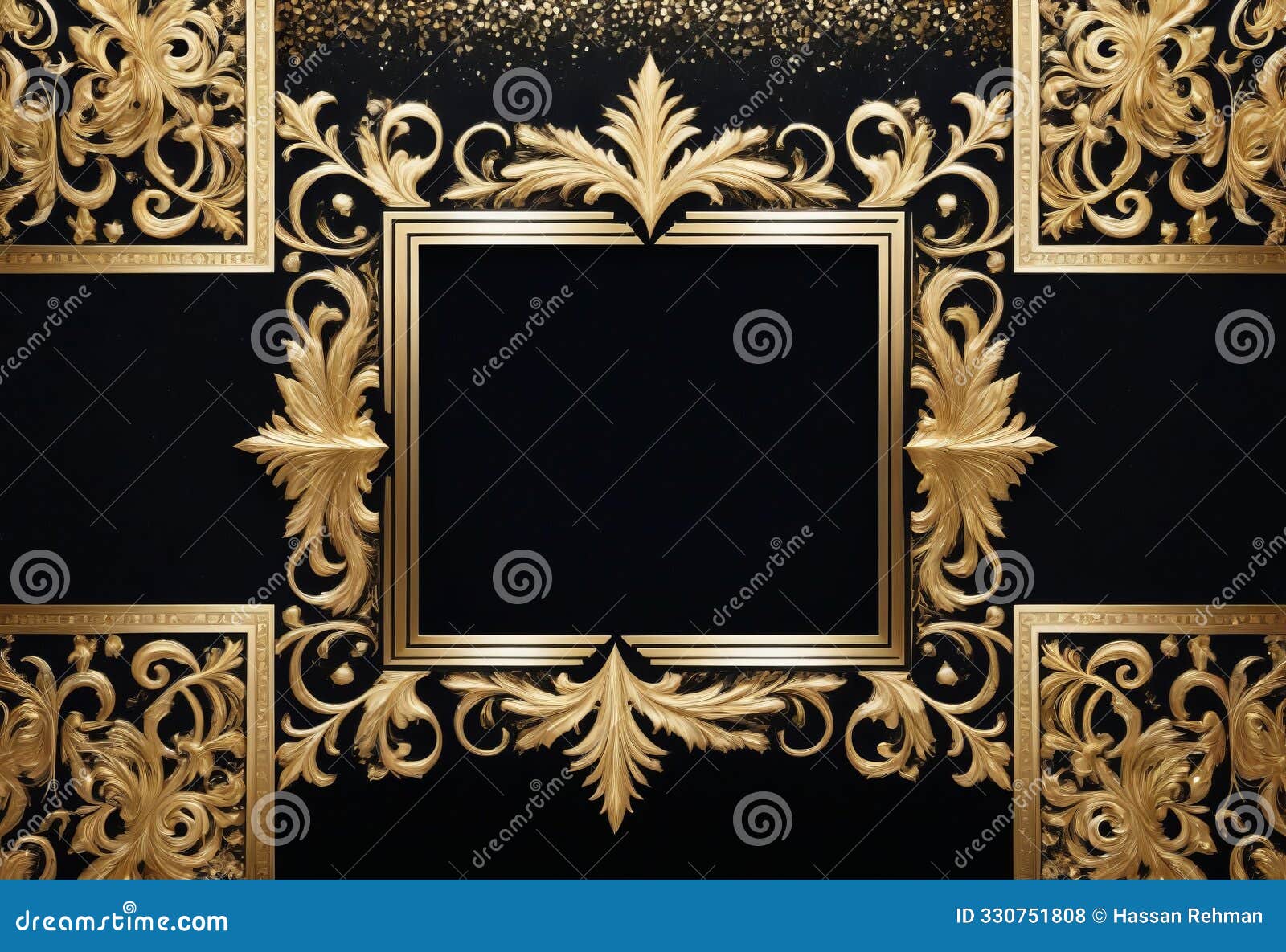 Vector Black and Gold Abstract Square Luxury Frame Stock Illustration ...