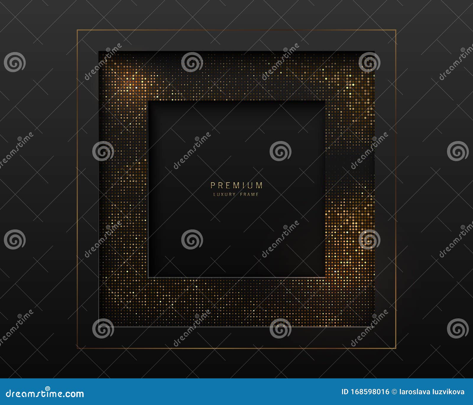 Vector Black and Gold Abstract Square Luxury Frame. Sparkling Sequins ...