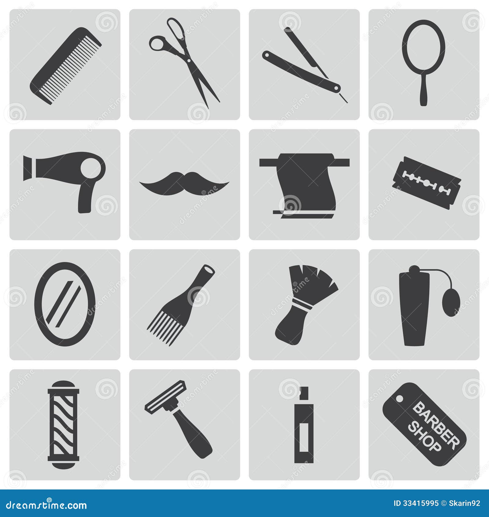 Vector Black Hair and Icons Stock Illustration - Illustration of ...