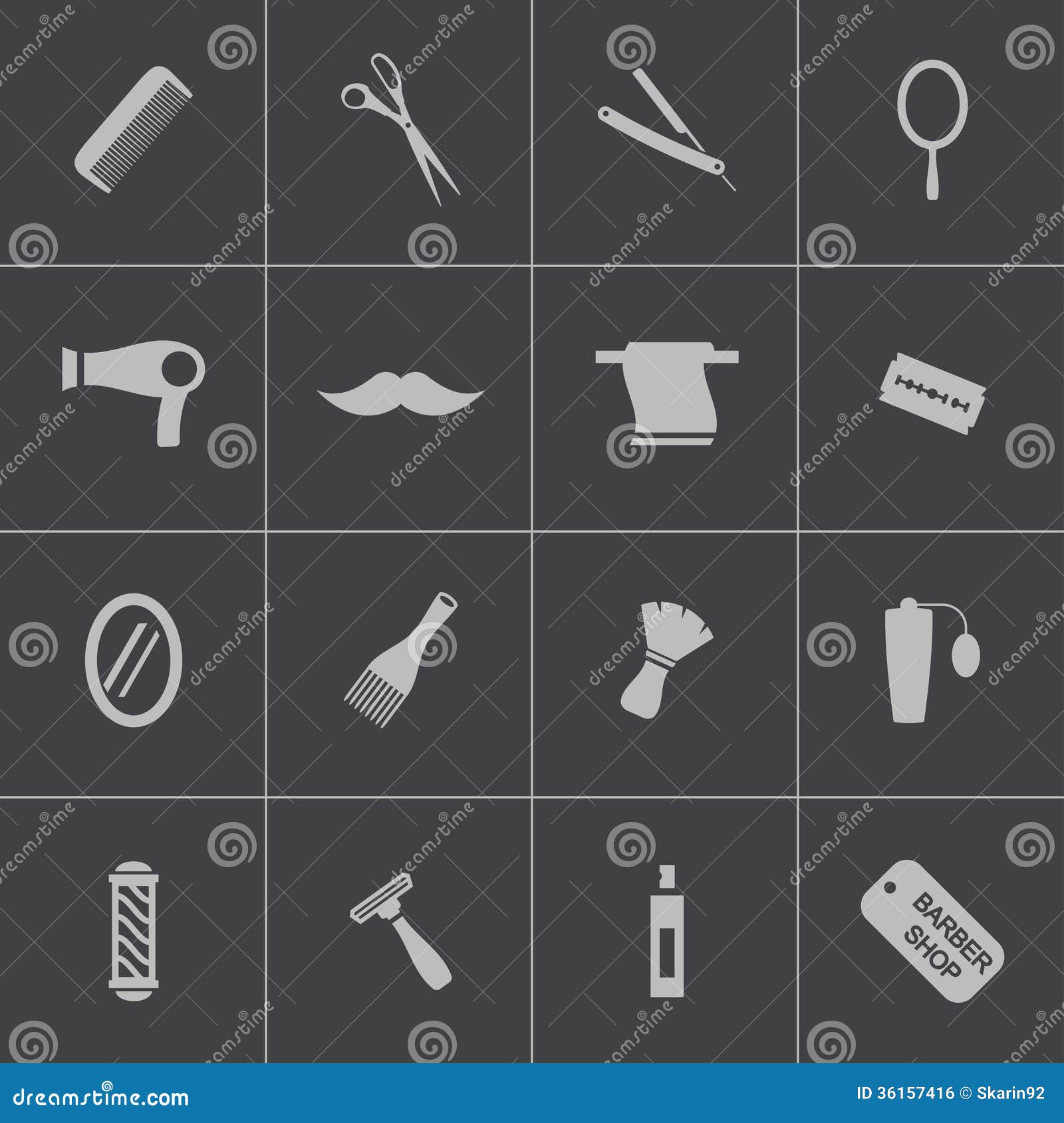 Vector Black Hair and Icons Set Stock Vector - Illustration of icons ...