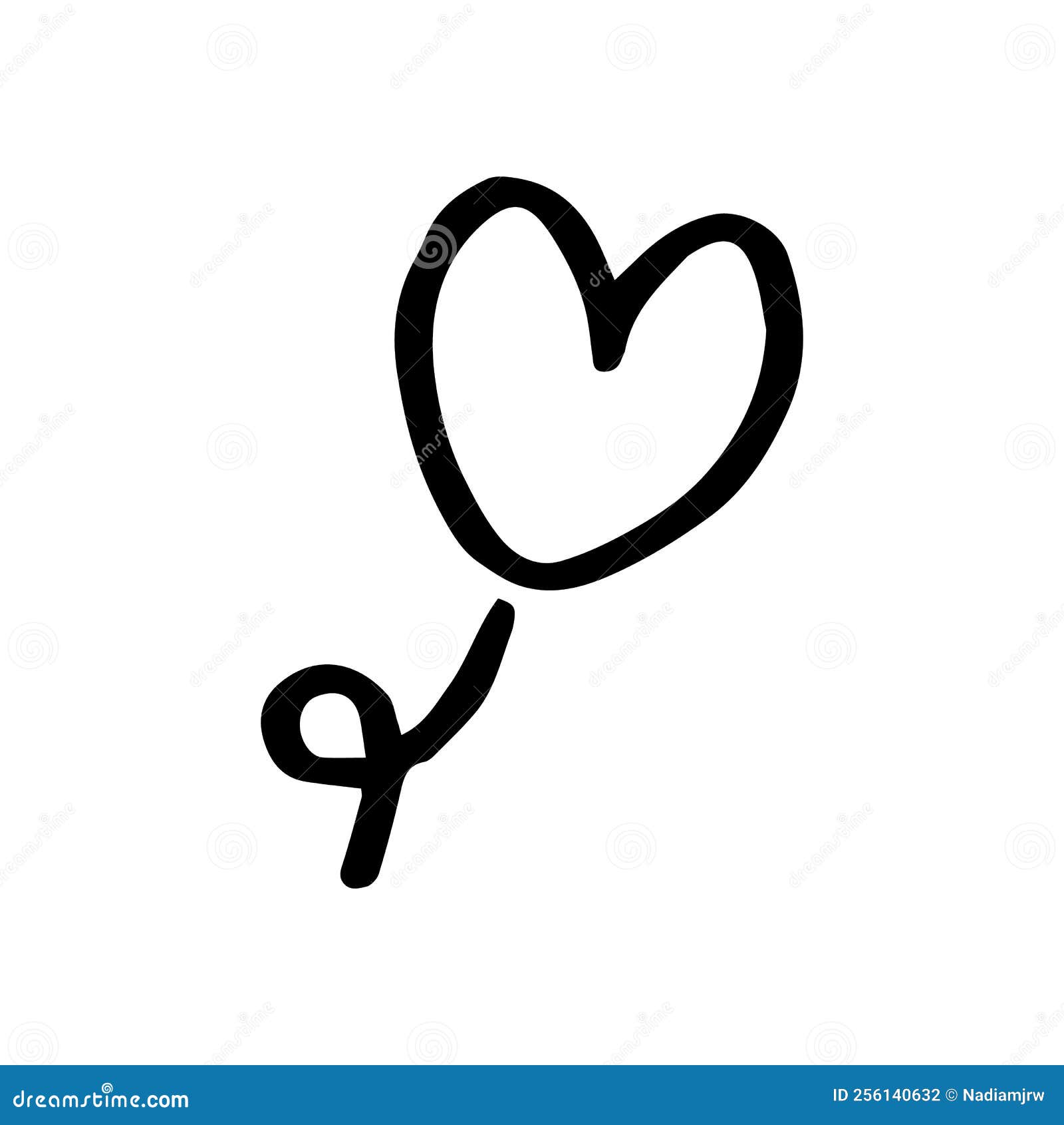 Vector Black Hand Drawn Heart Icon. Stock Vector - Illustration of ...