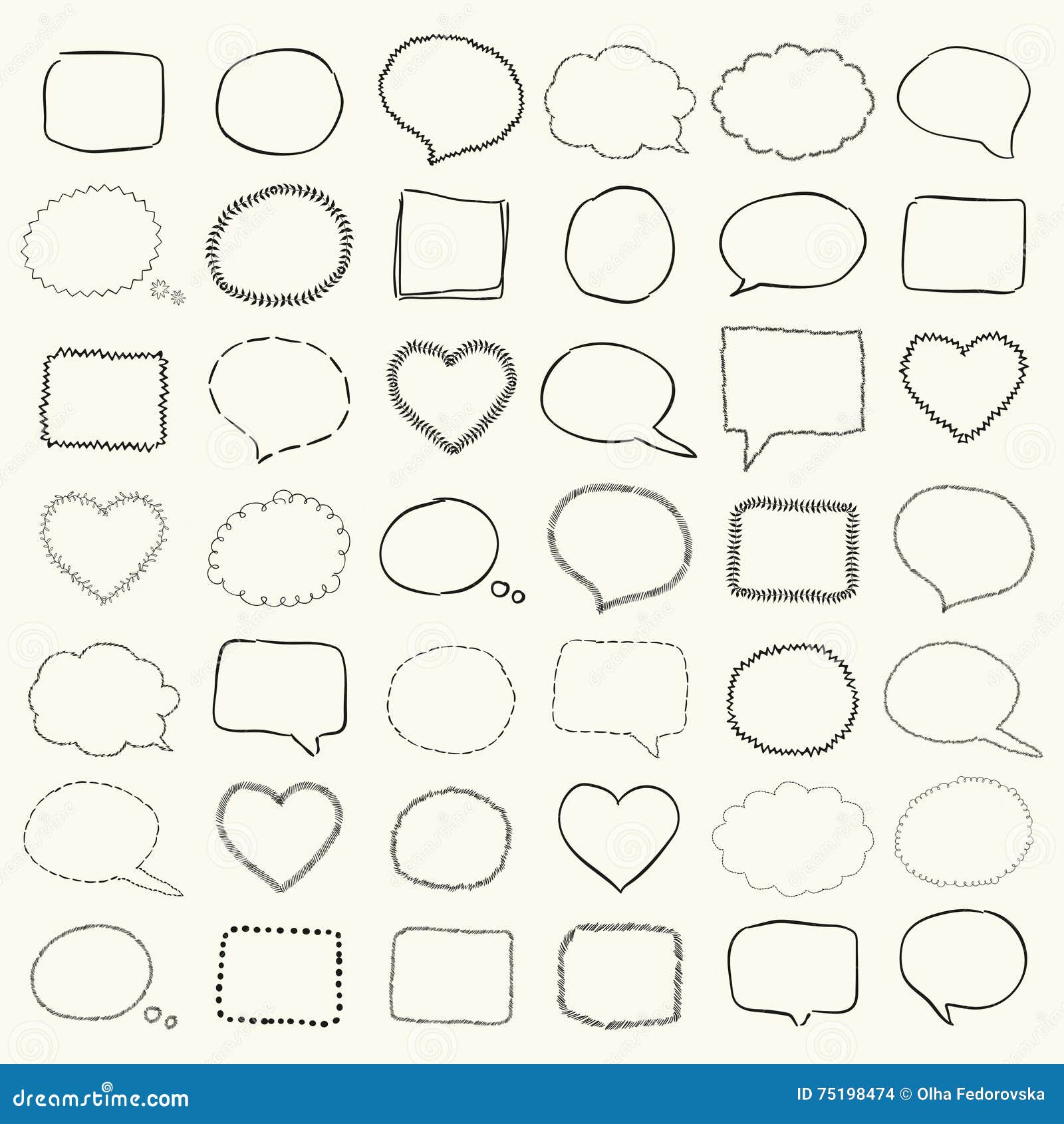 Vector Black Hand Drawn Speech Bubbles, Borders, Frames Stock Vector ...