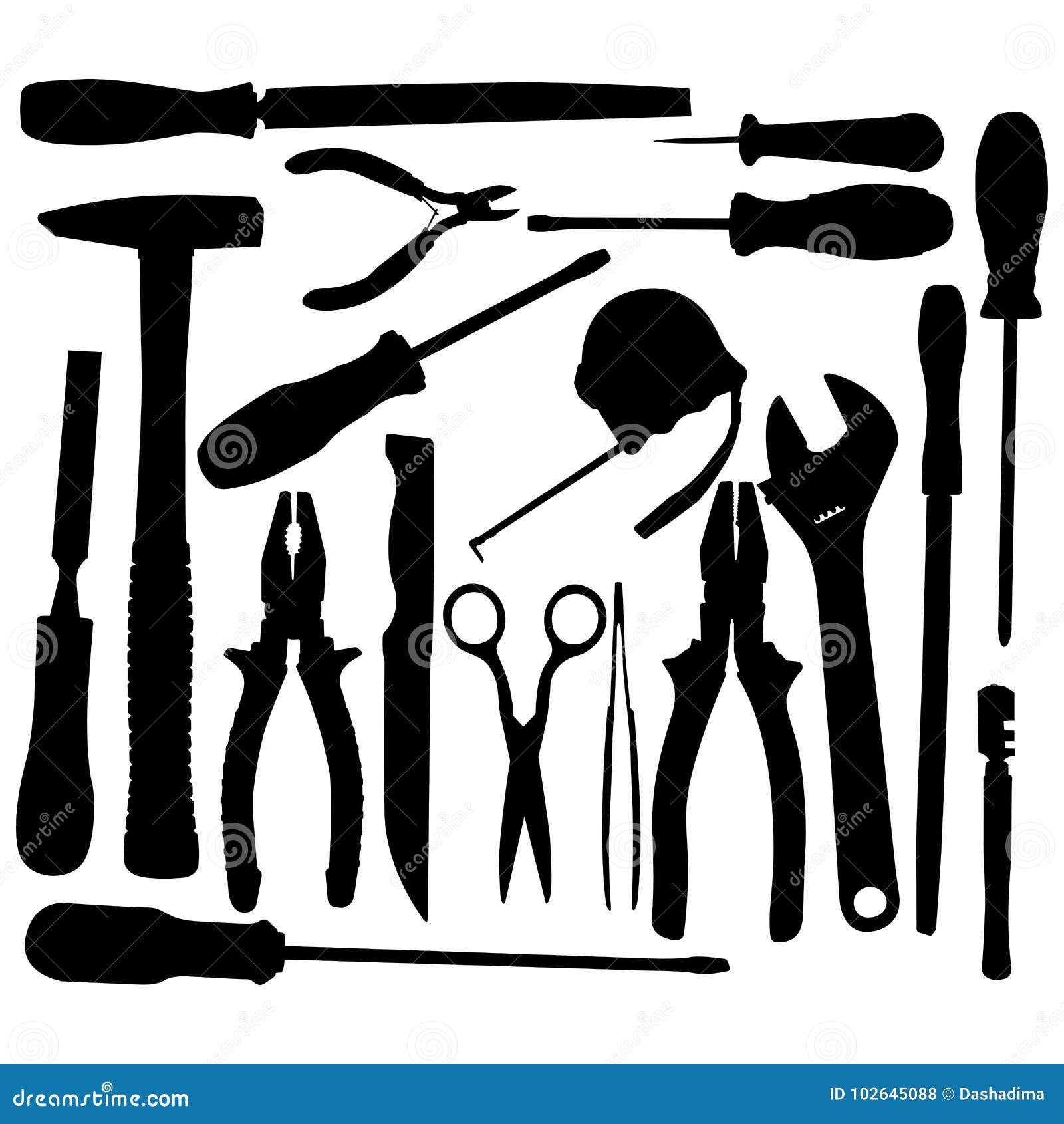 Hand Tool Vector Construction Handtools Hammer Pliers And Screwdriver ...