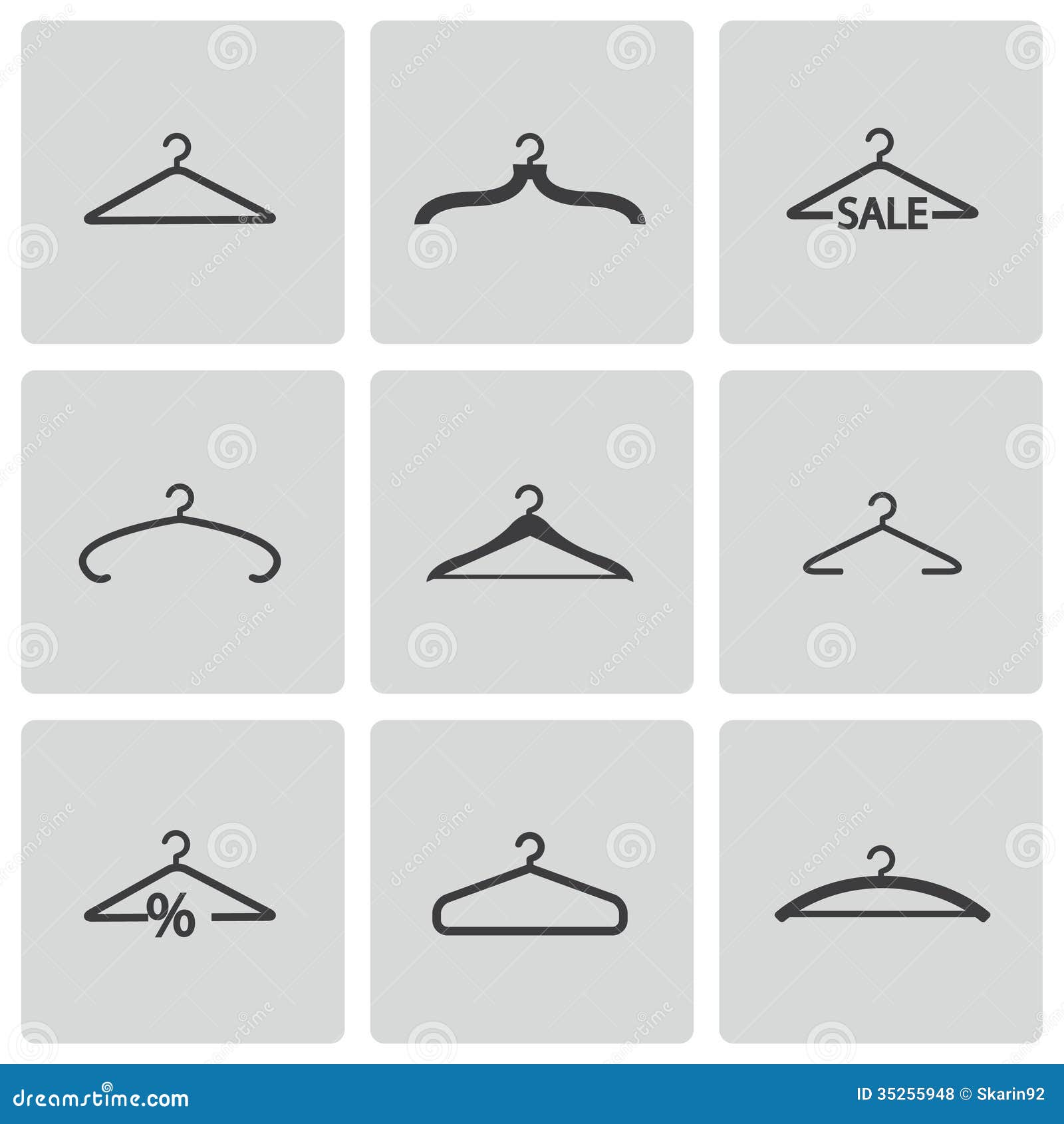 Vector Black Hanger Icons Set Stock Vector - Illustration of style ...