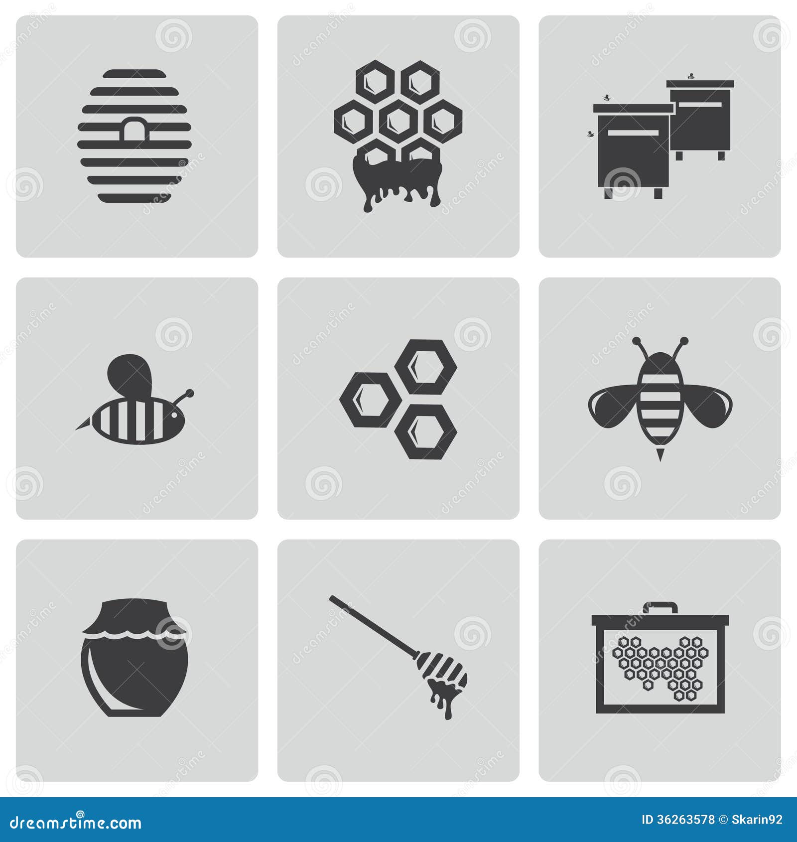 Honey Icons, Big Set, Hand Drawn Style Cartoon Vector | CartoonDealer ...