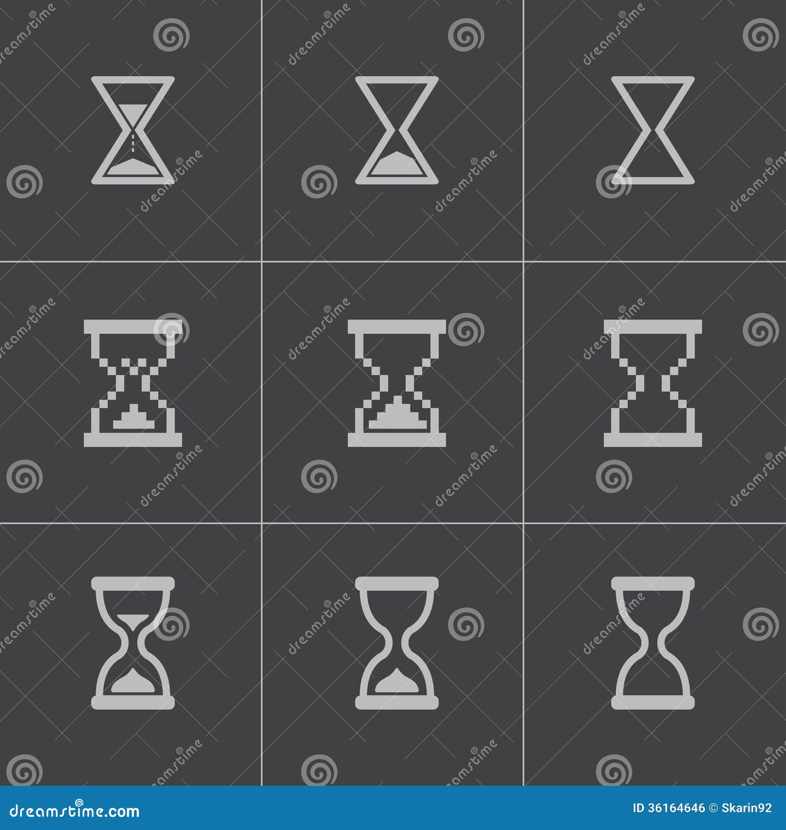 Black Hourglass Loading Clock, Pointer Hand And Arrow Mouse Cursors ...