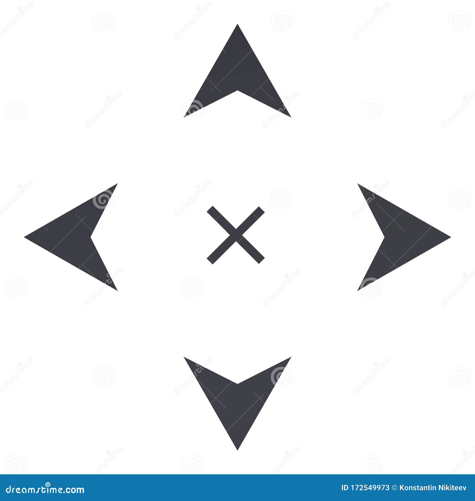 Vector Black Icon - Four Way Arrows Stock Vector - Illustration of rose ...