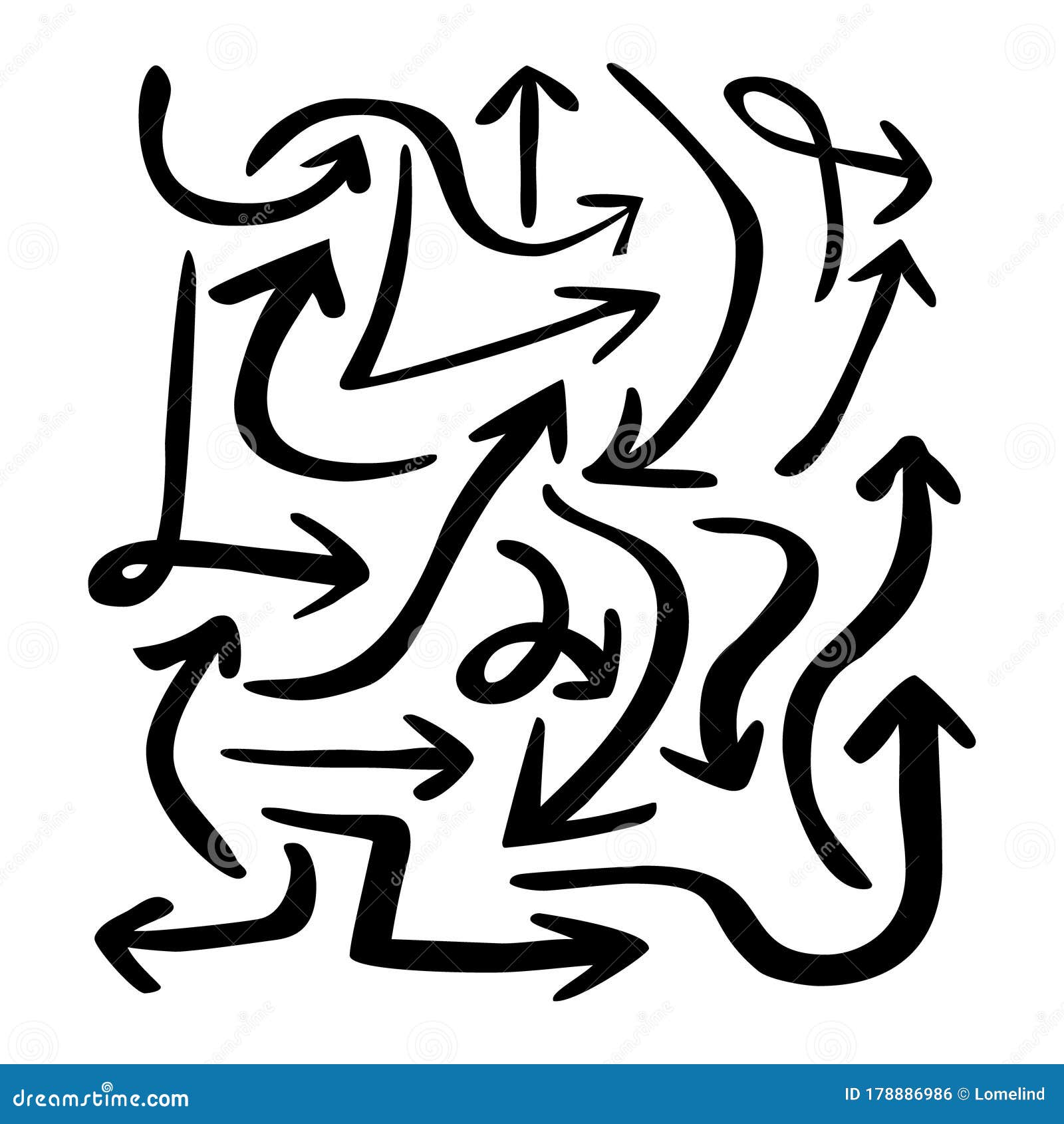 Vector Black Ink Doodle Arrows Stock Illustration - Illustration of ...