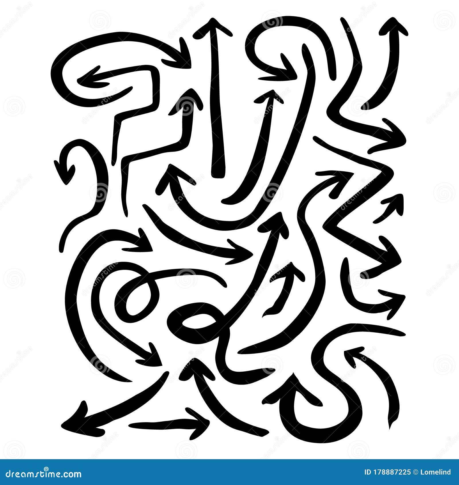 Vector Black Ink Doodle Arrows Stock Illustration - Illustration of ...