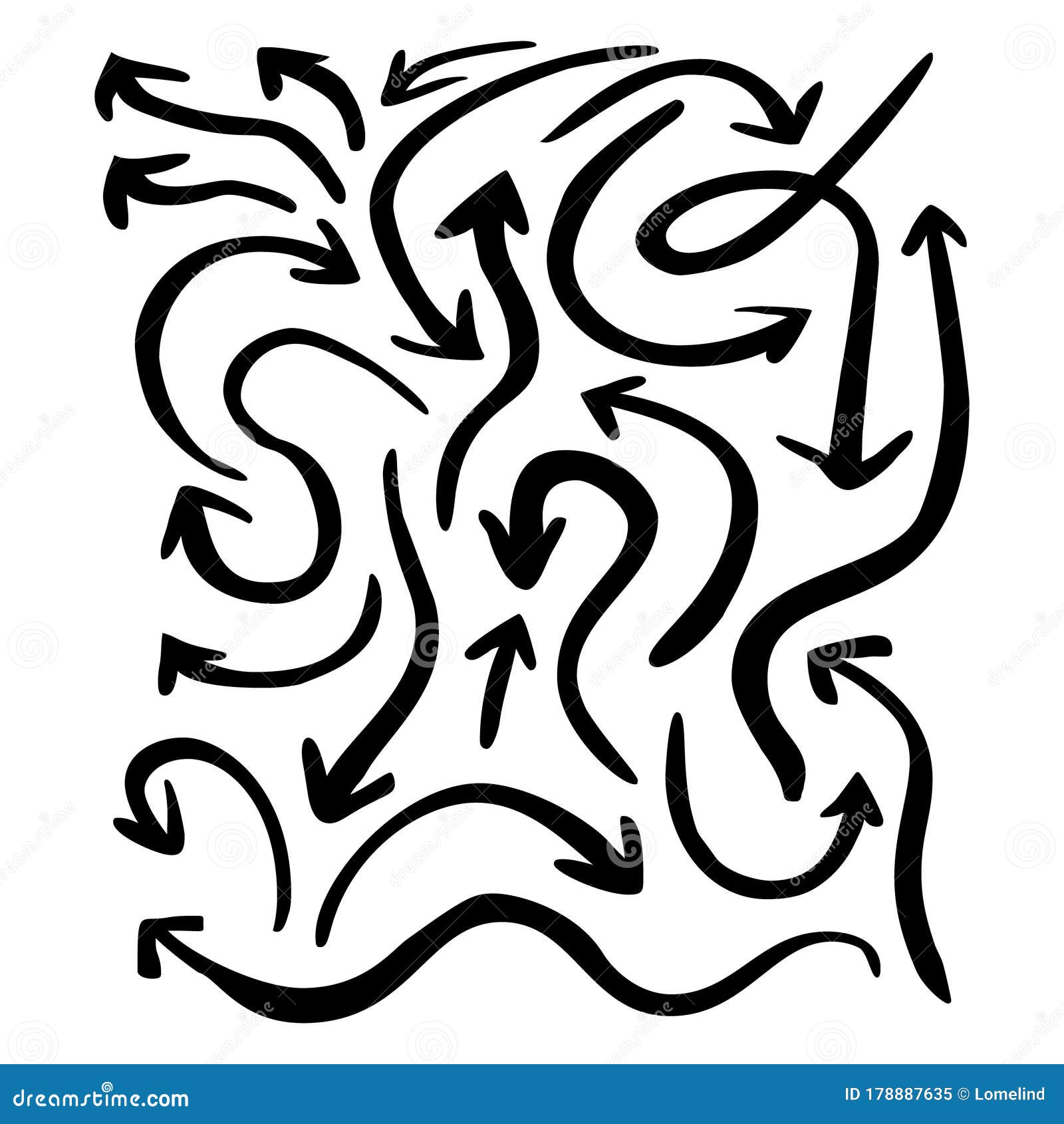 Vector Black Ink Doodle Arrows Stock Illustration - Illustration of ...