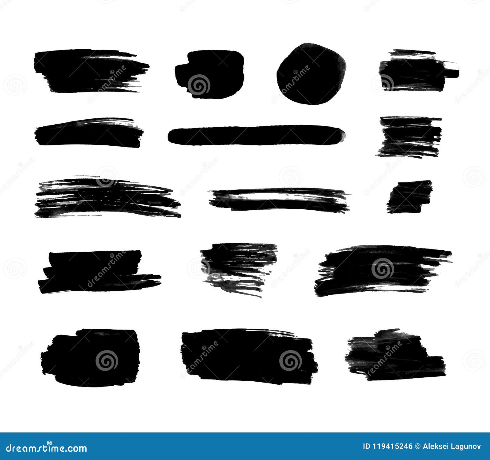 Vector Black Ink Smears, Paint Texture, Design Elements Set Background ...