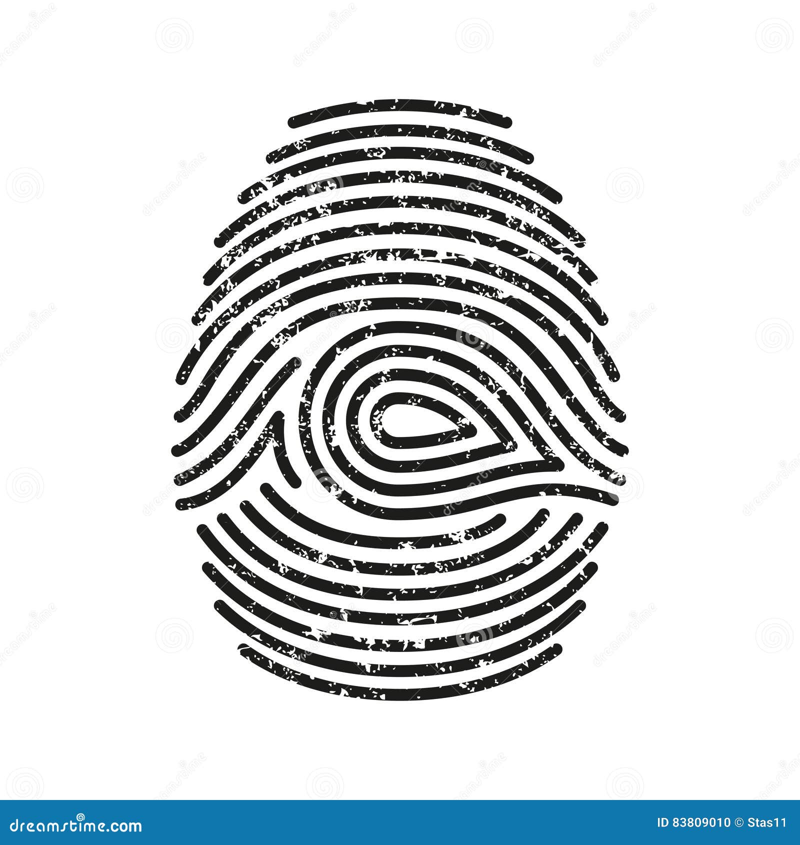 Vector Black Isolated Fingerprint With Grunge On White Background Stock ...
