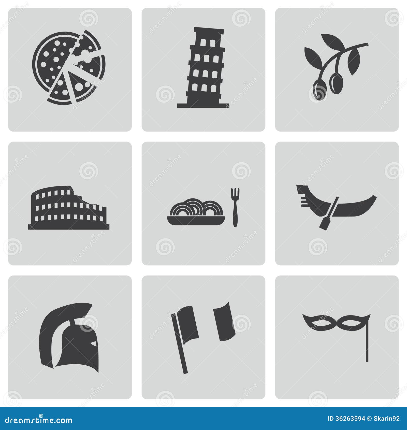 Set Of Six Italian Icons, Made In Italy, Premium Quality Stickers And ...